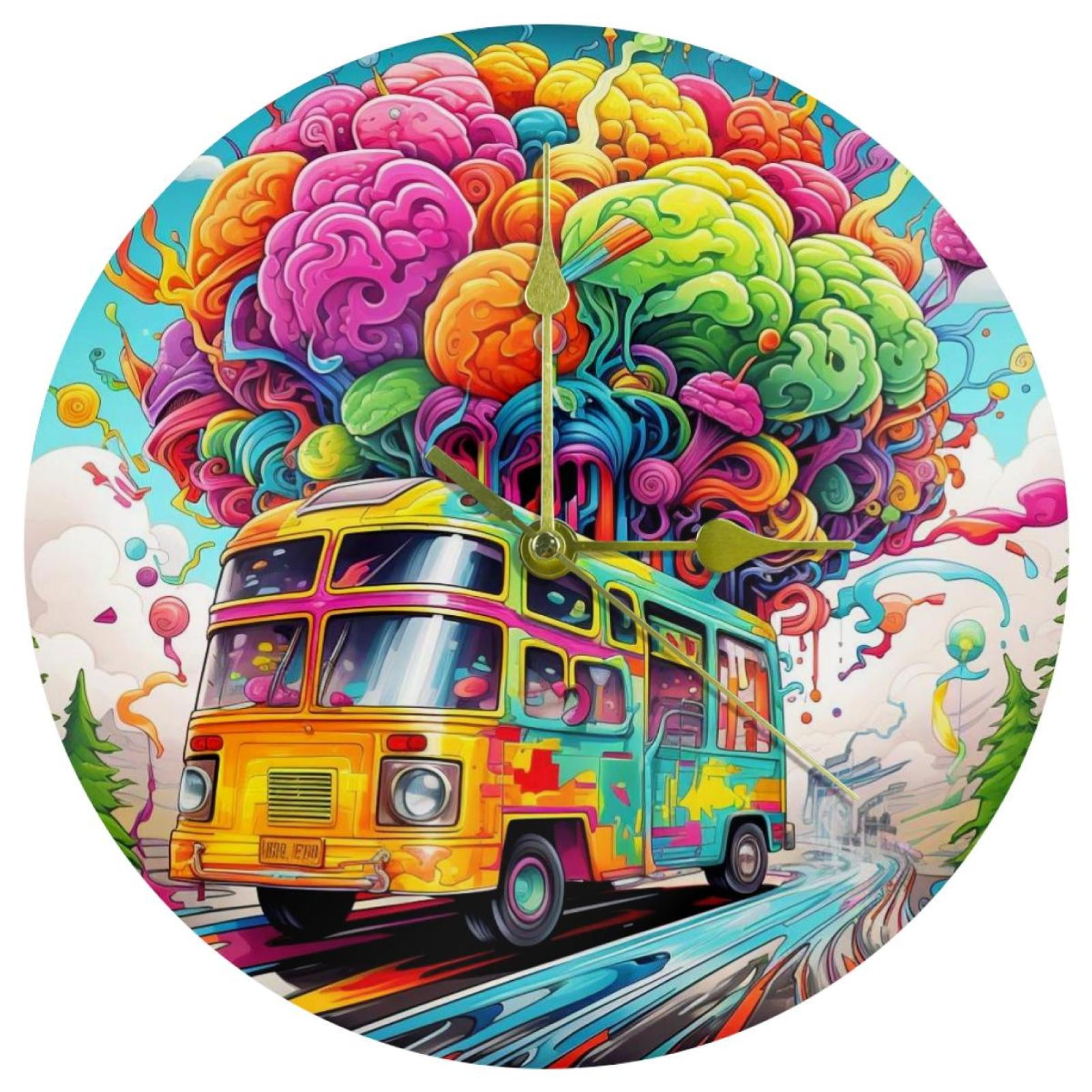 Graffiti 9.8 Inches Round Acrylic Wall Clock, Silent Non Ticking ...