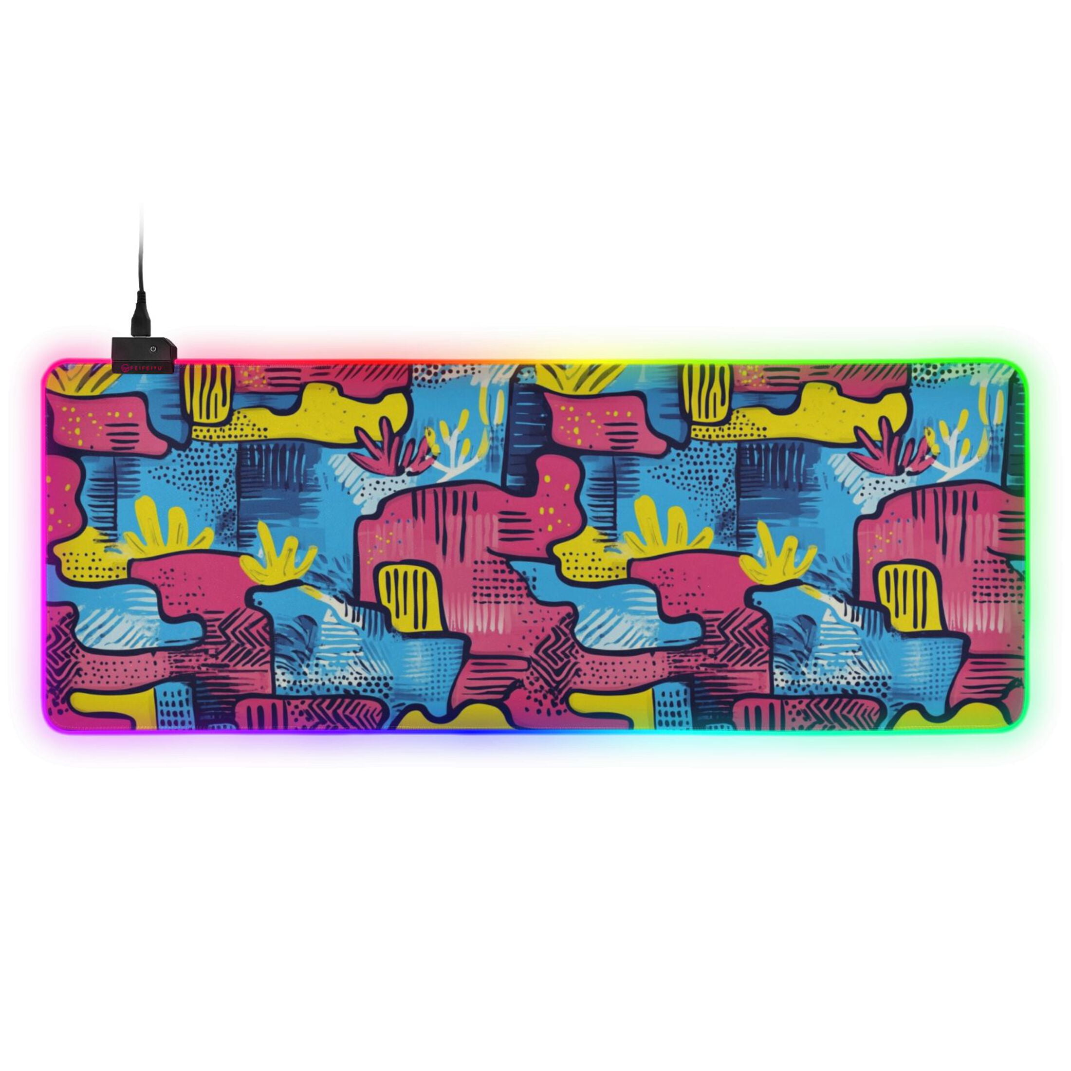Graffiti Abstract Style RGB Gaming Mouse Pad Large Keyboard Mat Rubber ...