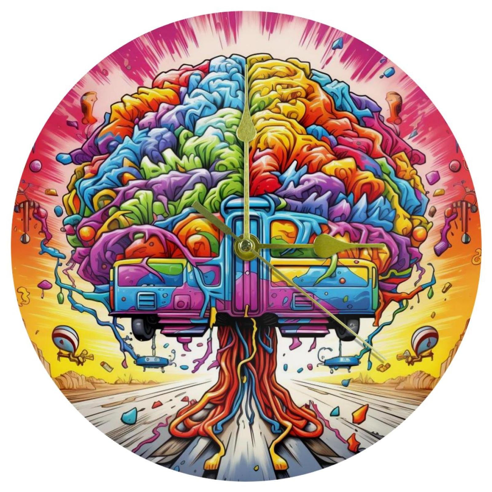 Graffiti Acrylic Circular Wall Clock - Modern Design, Silent Sweep ...