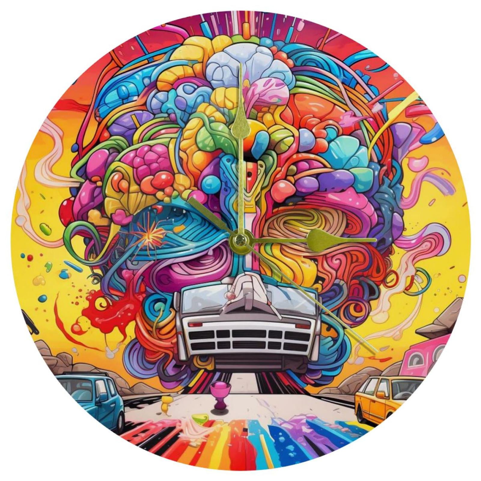 Graffiti Acrylic Circular Wall Clock - Unique Design, Modern Style ...