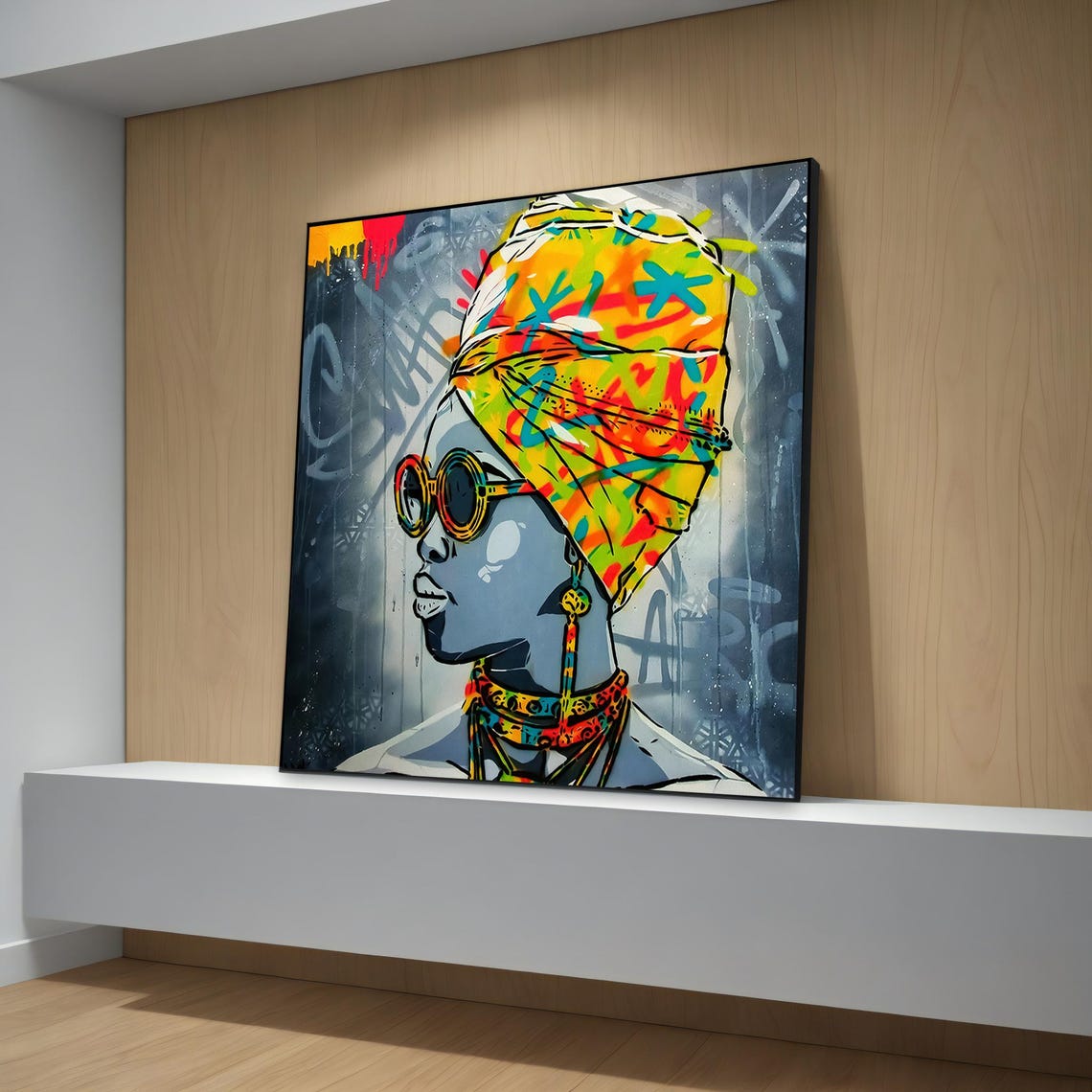 Graffiti Afro Woman Canvas Painting - Bold And Colorful Urban Art ...