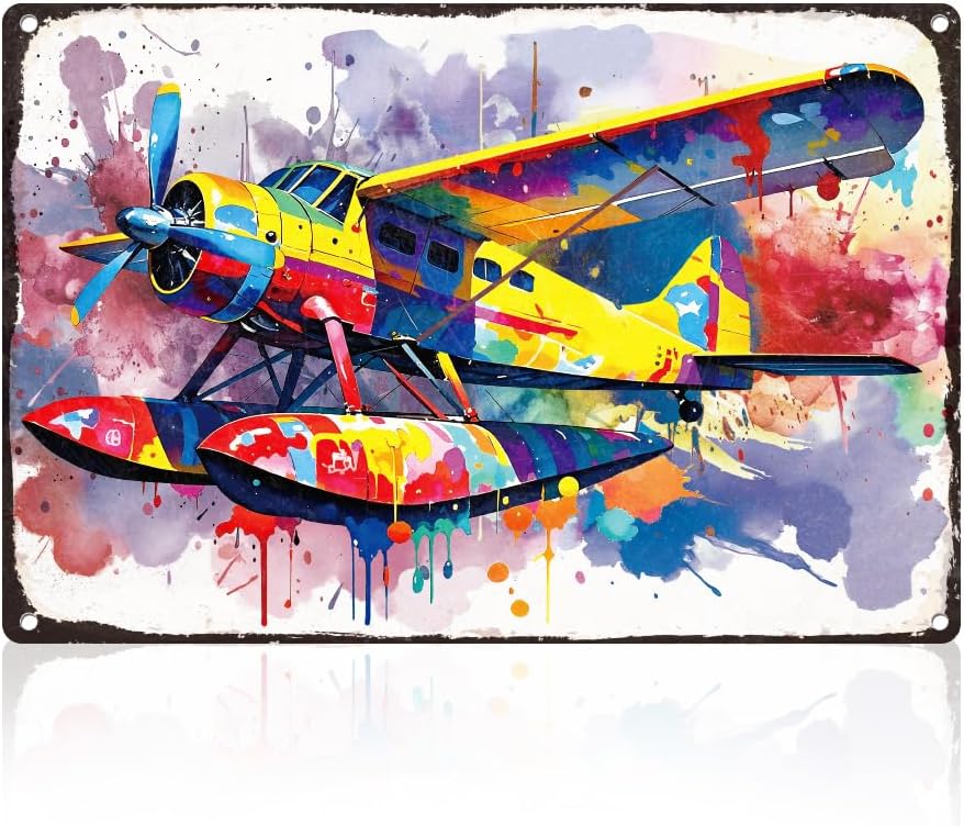 Graffiti Aircraft Tin Sign Retro Metal Wall Decor 8" x 12" Vintage ...