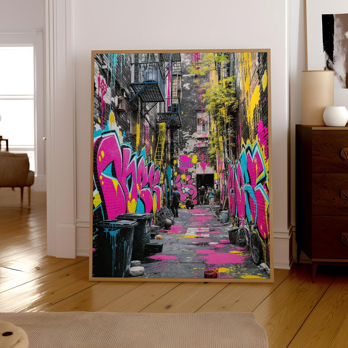 Graffiti Alley Wall Art Print, Urban Street Art For Modern Loft Decor ...