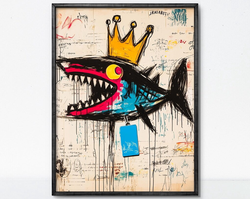 Graffiti Art Poster Crowned Fish – Bold Street Art Print For Urban ...