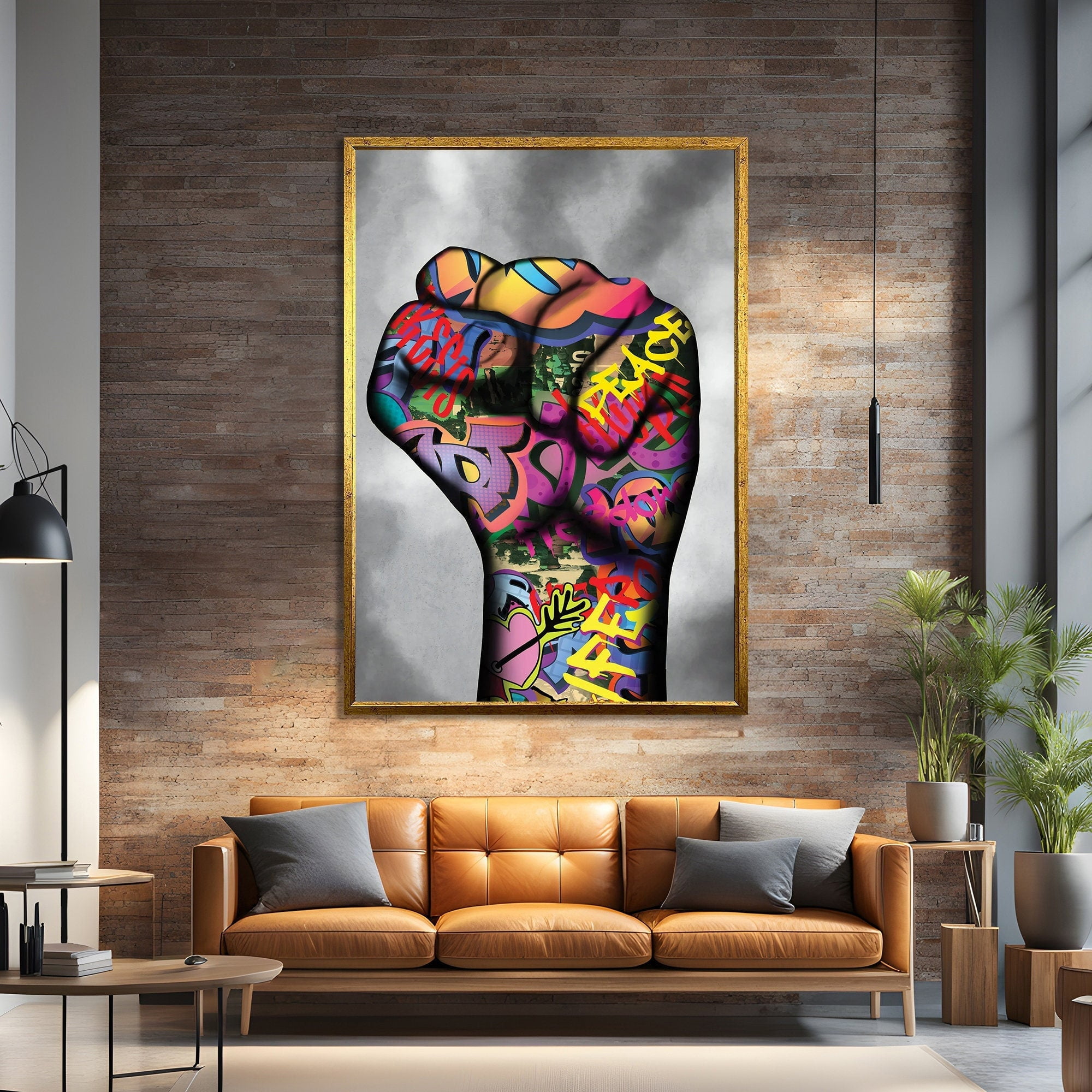 Graffiti Art Power Fist Print, Colorful Urban Wall Art, Empowerment And ...