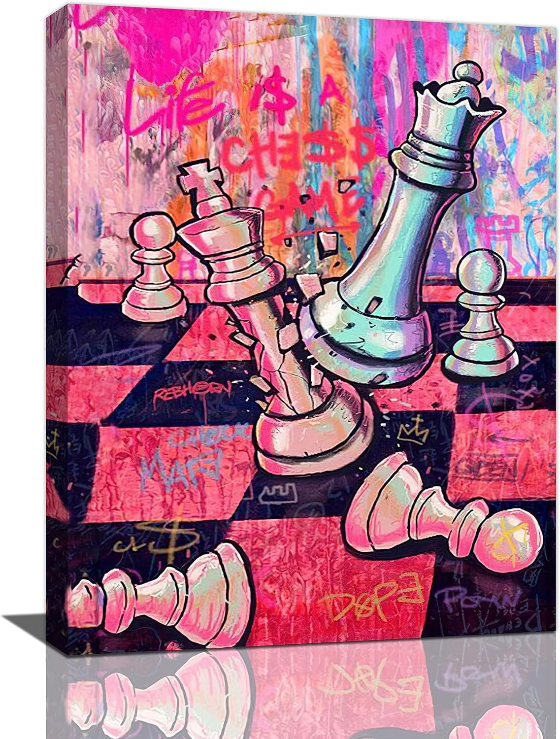 Graffiti Banksy Chess Decor Wall Art Chess Game Room Wall Art ...