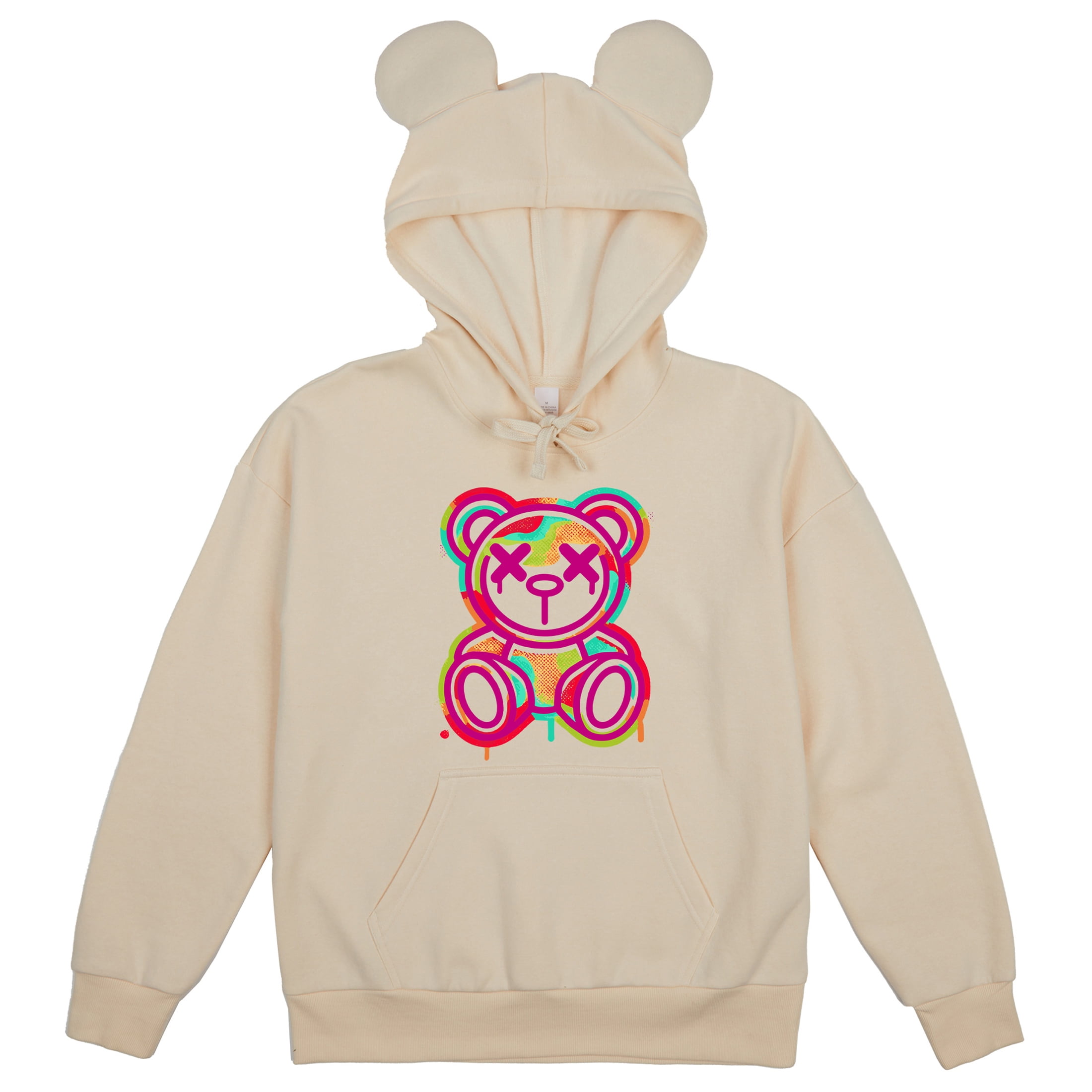 Graffiti Bear Adult Tofu Long Sleeve Cosplay Hoodie With 3D Ears-XS ...