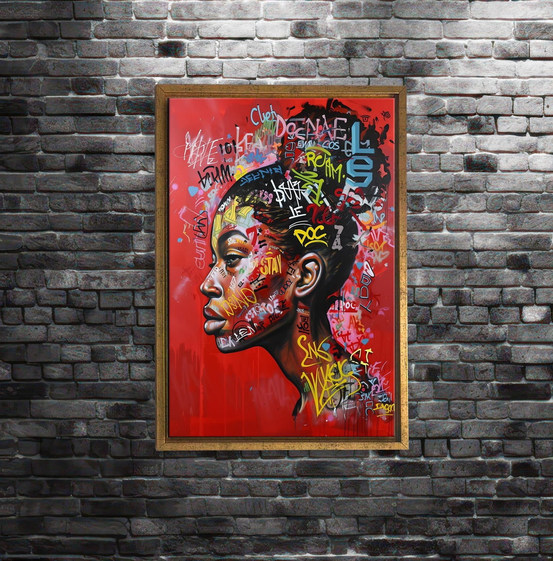 Graffiti Black Woman Art, Street Style Portrait, Urban Wall Decor, Afro ...