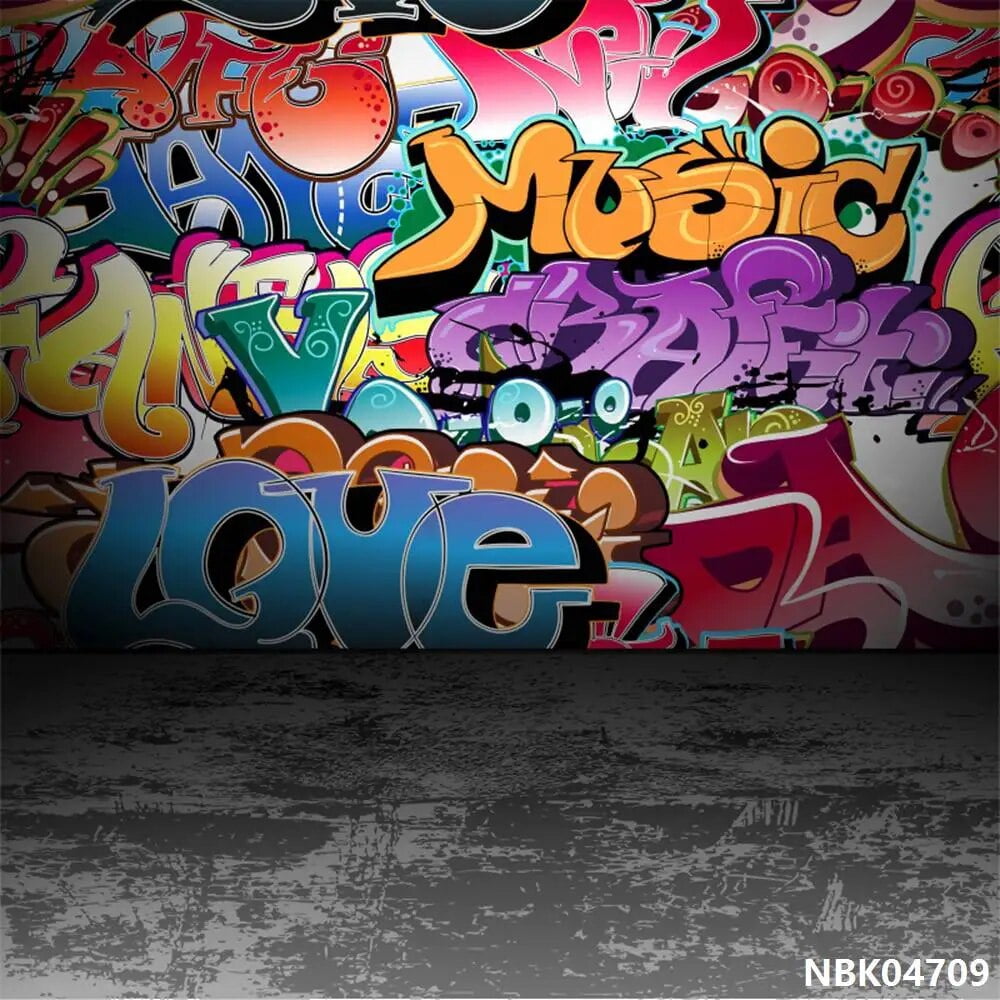 Graffiti Brick Wall Floor Photo Backdrop Colorful Painting Baby ...