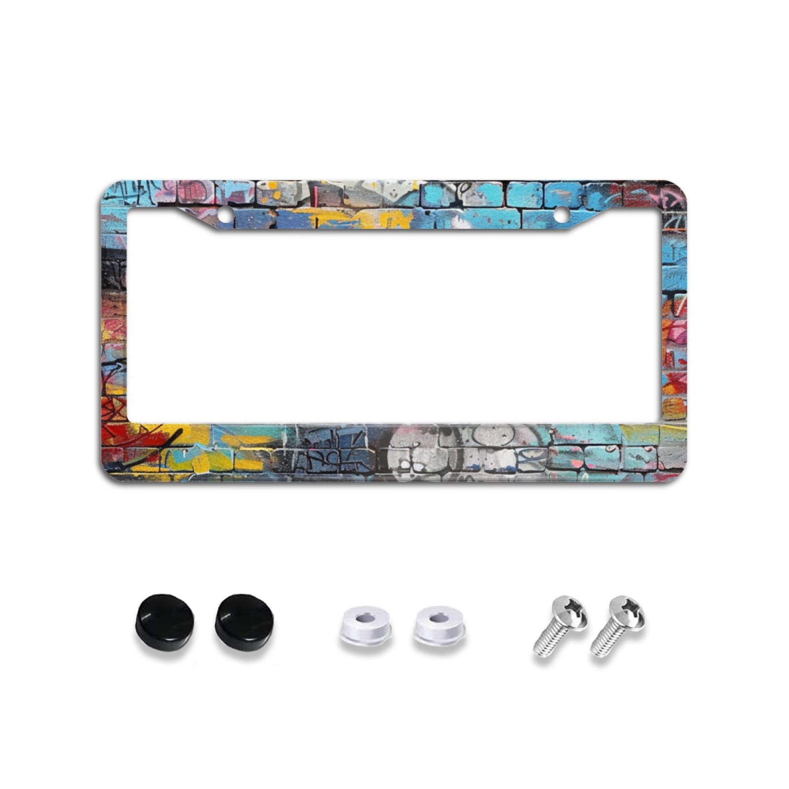 Graffiti Brick Wall License Plate Frames for Women Men Car Plate Holder ...