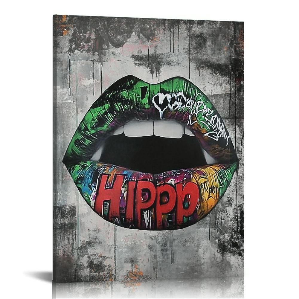Graffiti Canvas Wall Art, Colorful Graffiti Women Lips Painting Picture ...
