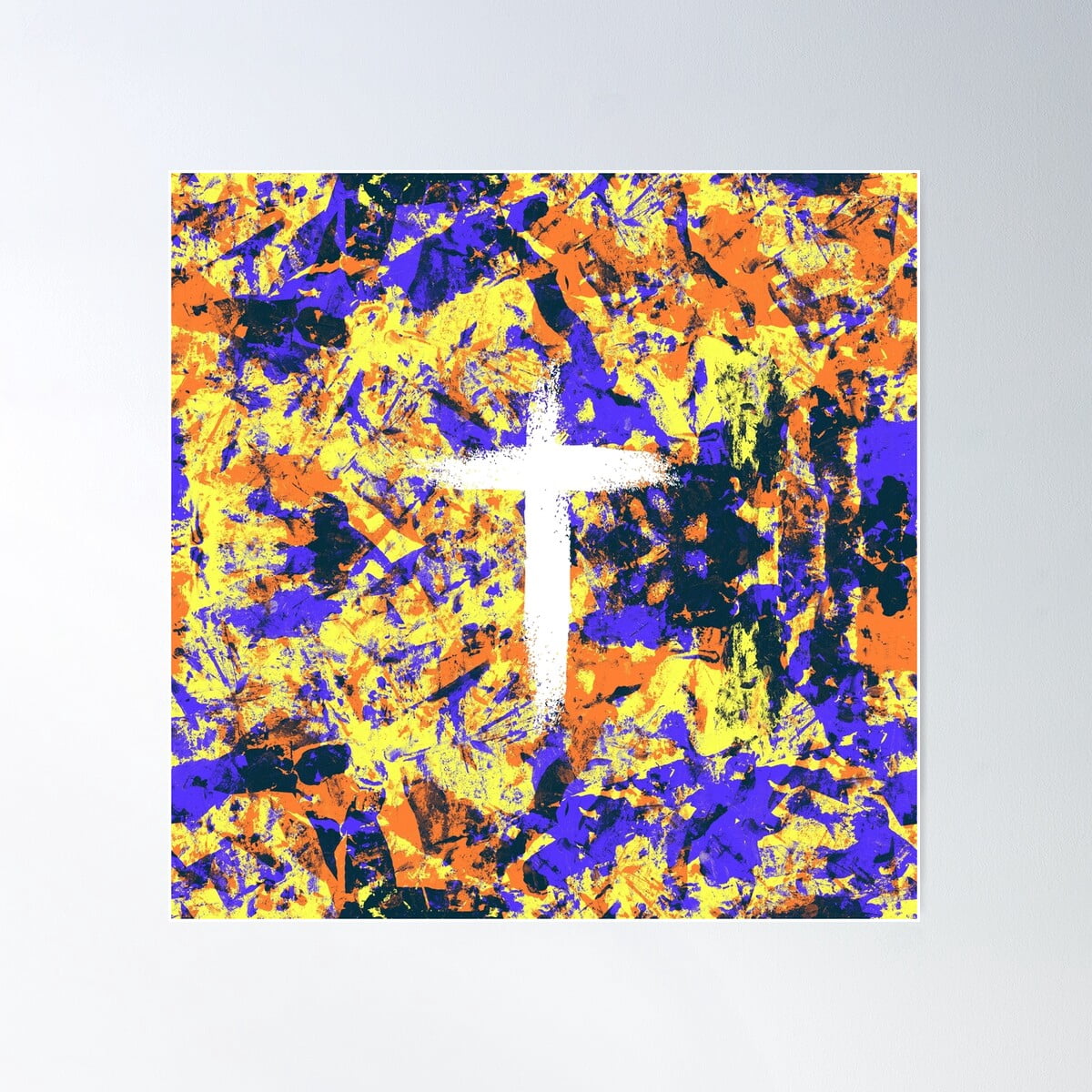 Graffiti Christian Cross Poster Wall Art, Modern Wall Decor For Living ...