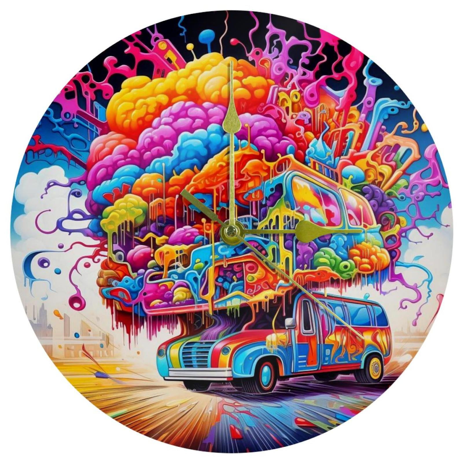 Graffiti Circular Acrylic Wall Clock - Elegant Timepiece for Home Decor ...