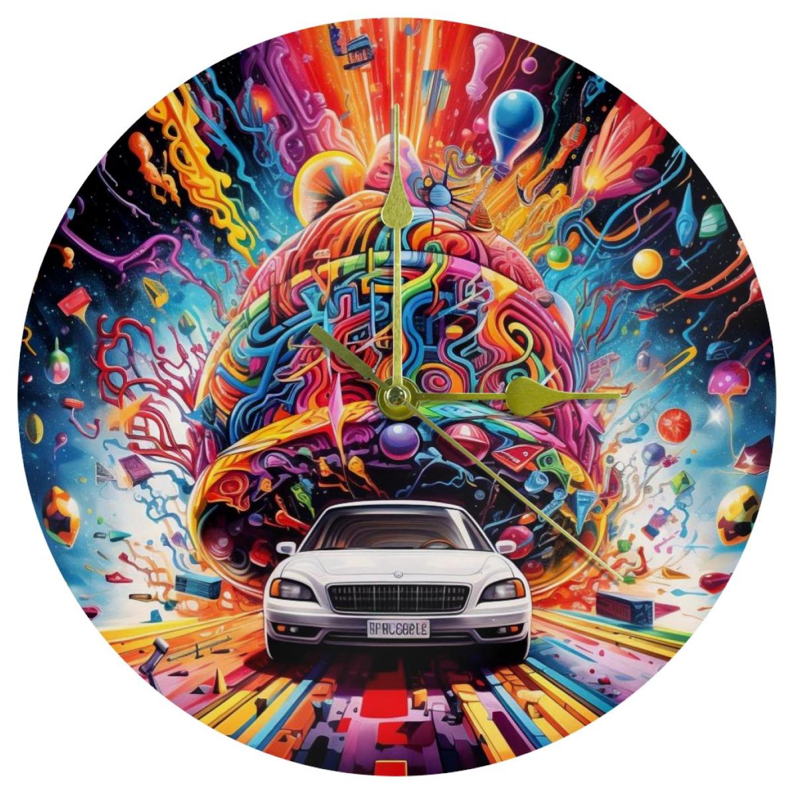 Graffiti Circular Acrylic Wall Clock - Elegant Timepiece for Home Decor ...