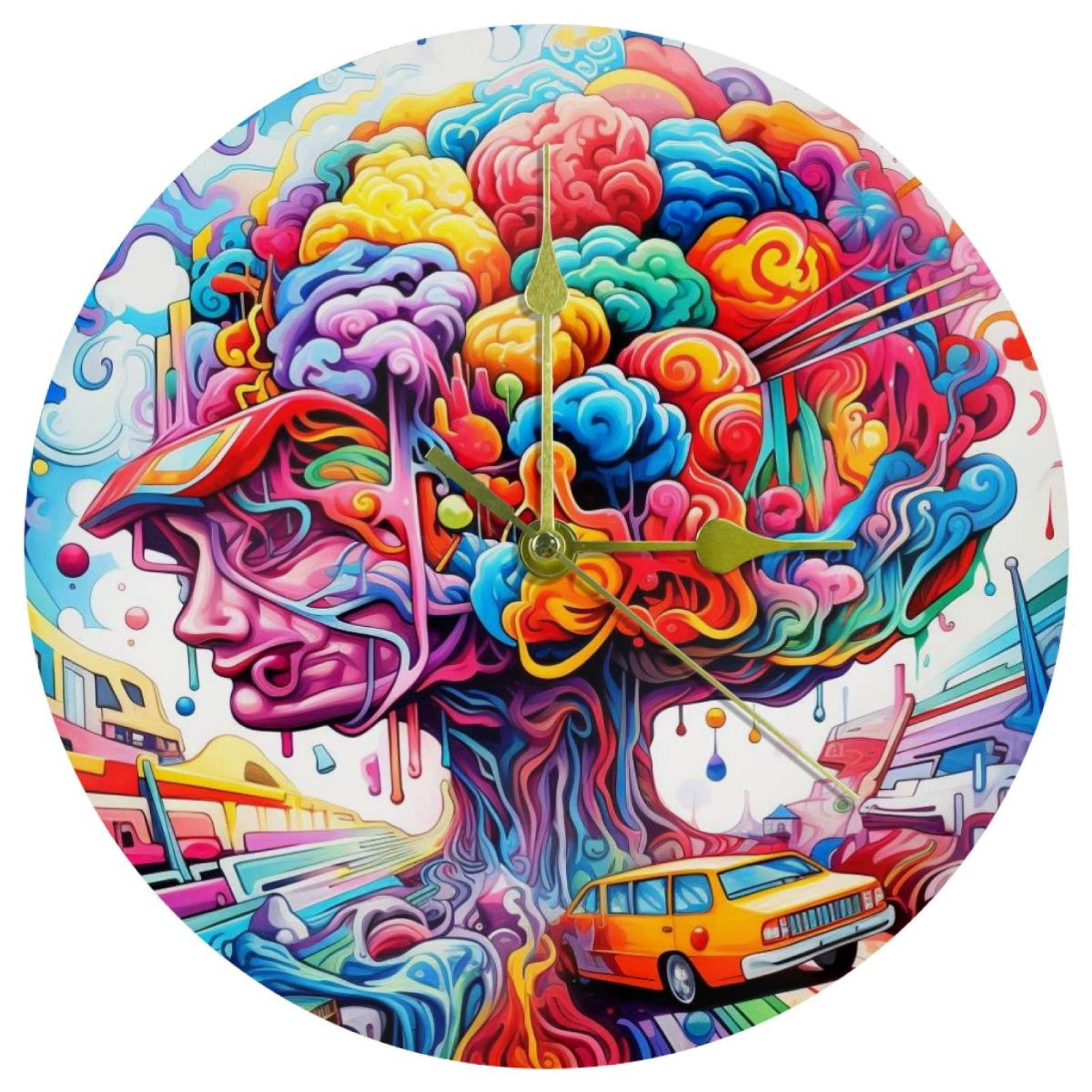 Graffiti Circular Acrylic Wall Clock - Elegant Timepiece for Home Décor ...