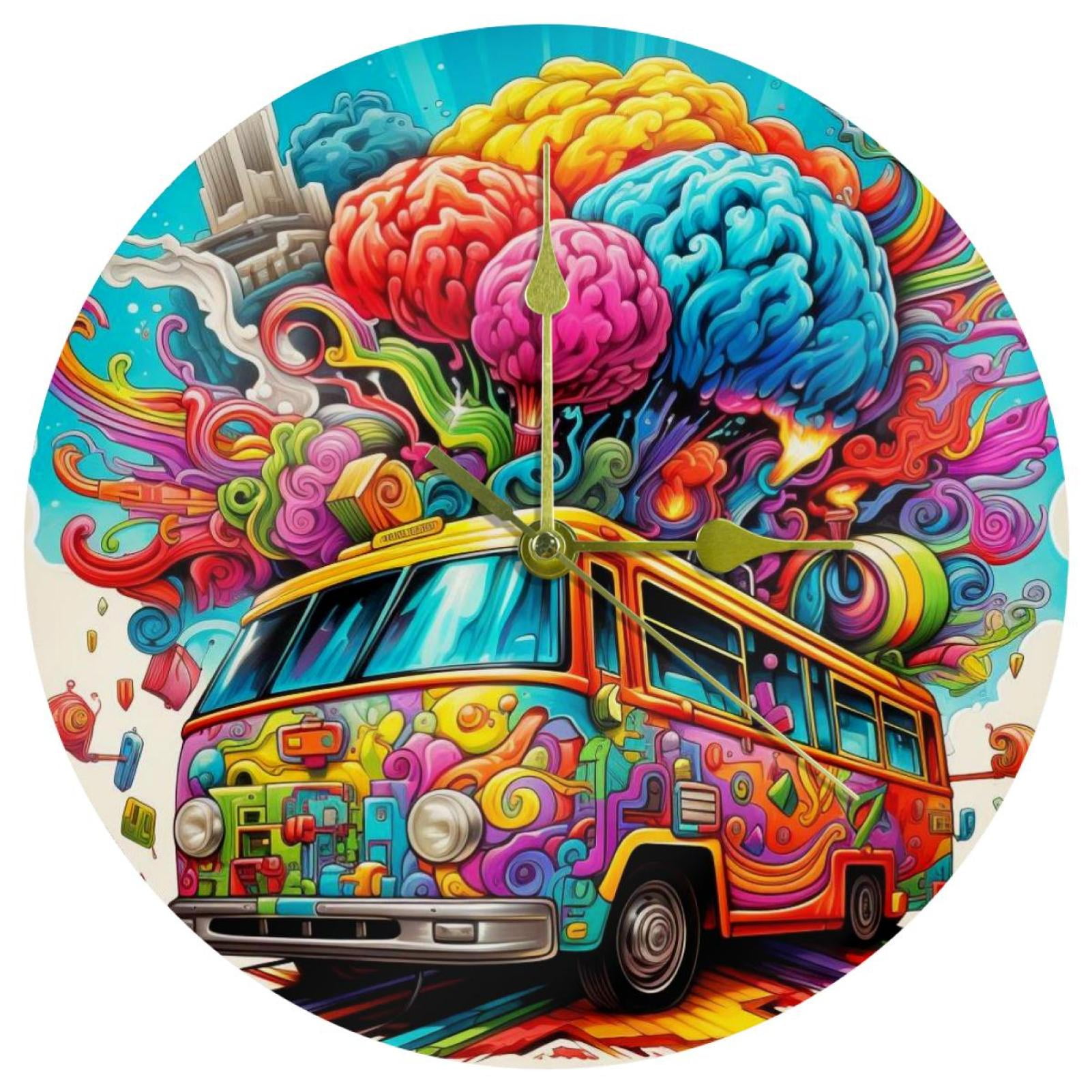 Graffiti Circular Acrylic Wall Clock for Modern Décor - Silent ...