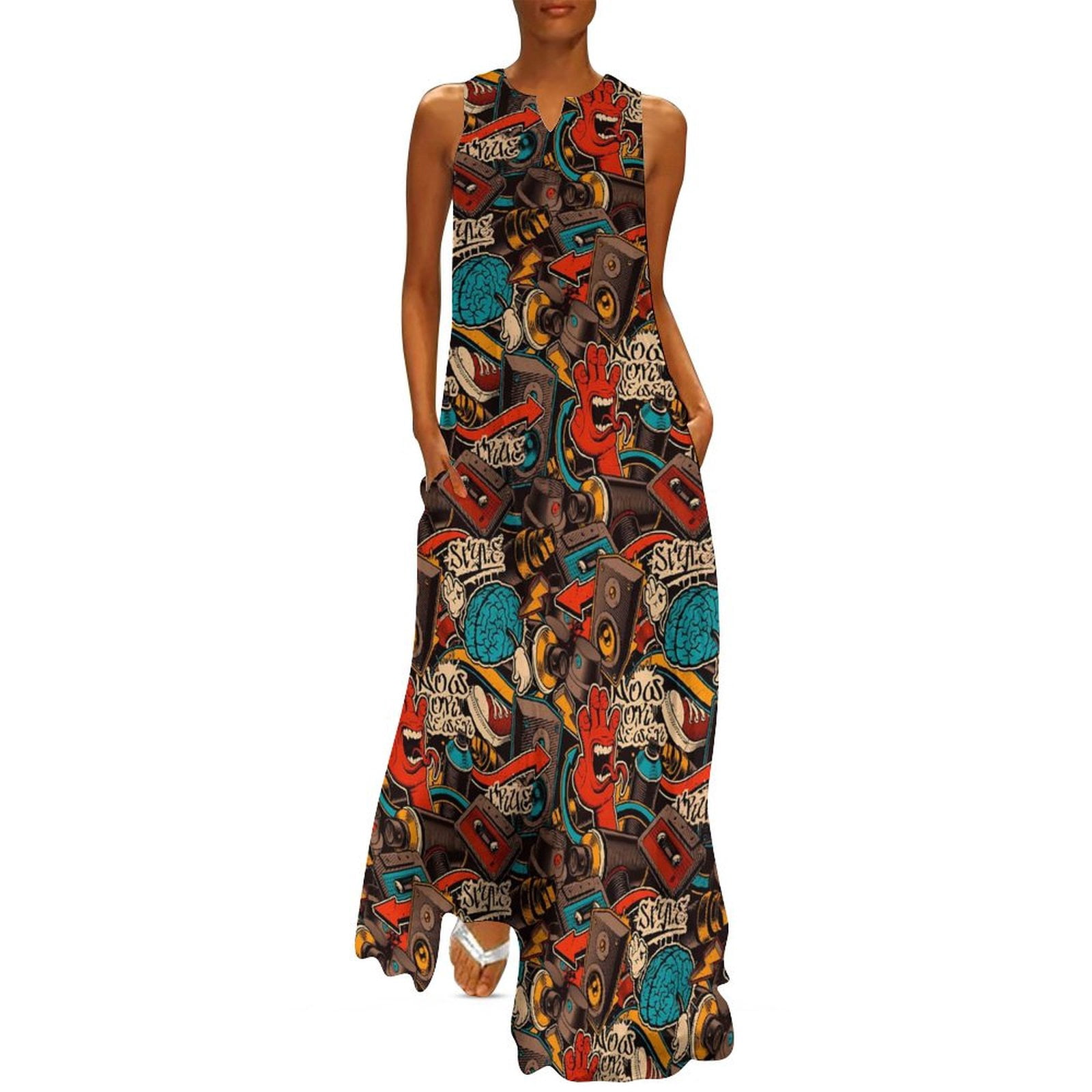 Graffiti City Dress Spring Colorful Abstract Street Fashion Bohemia ...