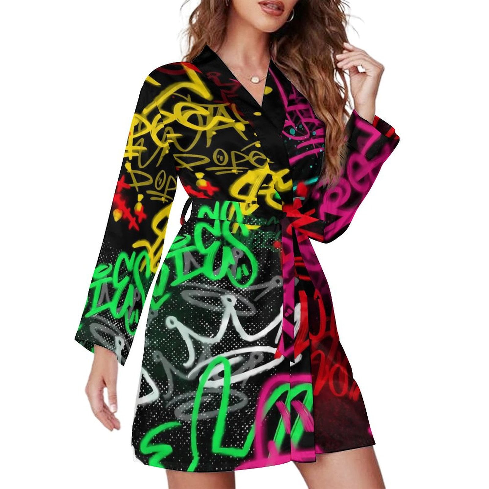 Graffiti City Pajama Robe Woman Colorful Abstract Leisure Sleepwear ...