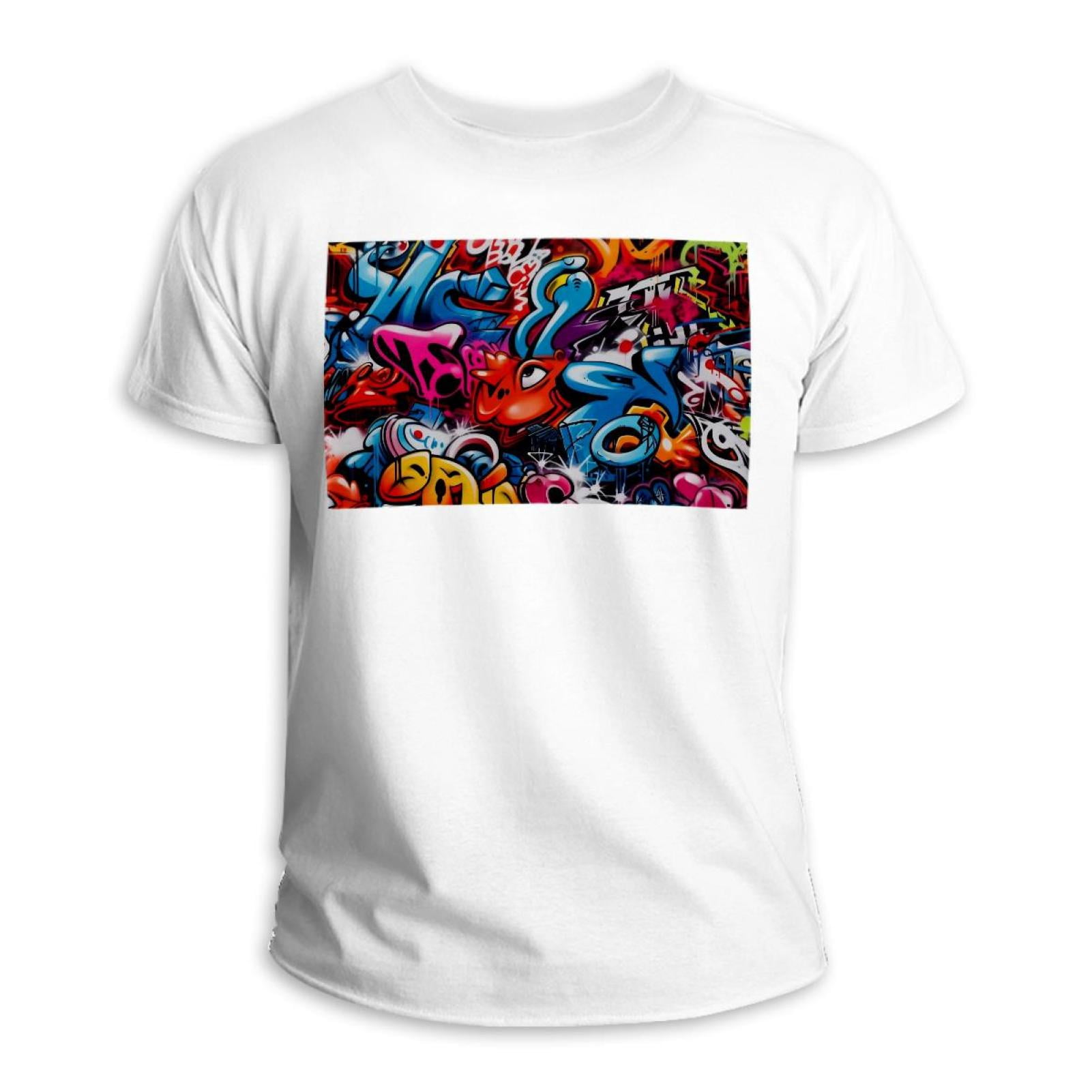 Graffiti Classic White 100% Cotton T-Shirt - Men's Casual Summer Tee ...