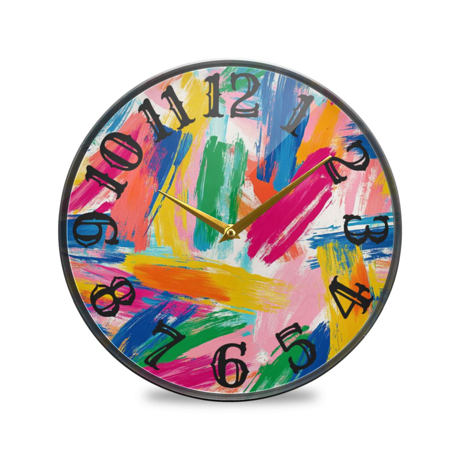 Graffiti Colorful Wall Clock 12 Inch Silent Non Ticking Battery ...