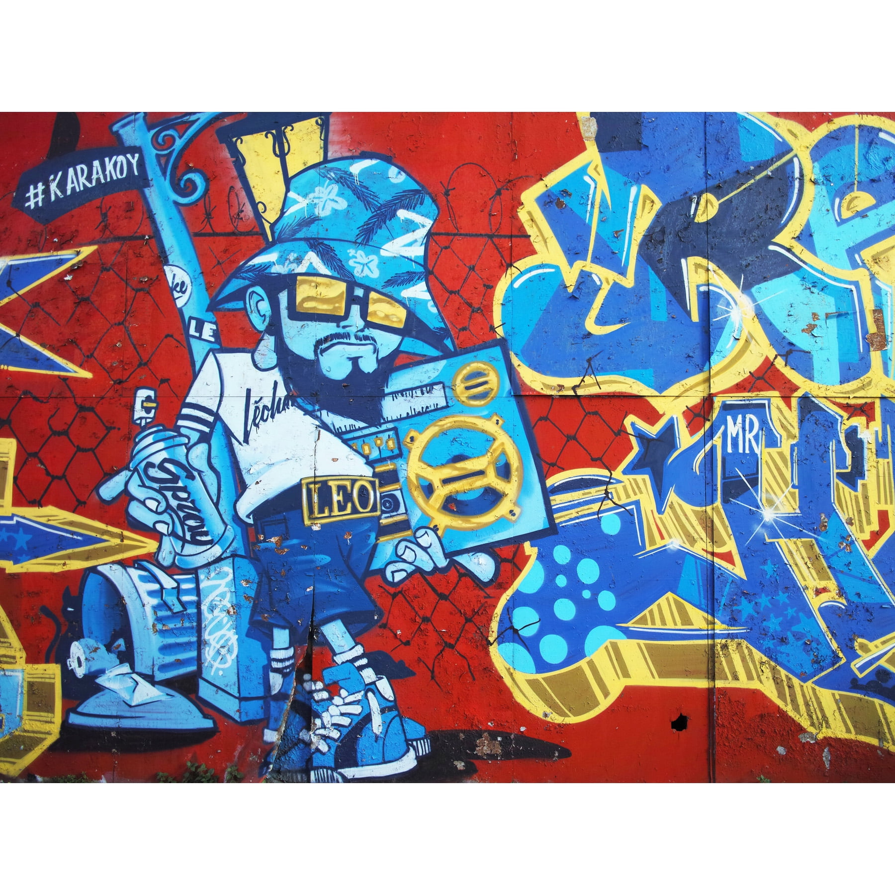 Graffiti Cool Guy Dude Boombox Large Wall Art Print - Walmart.com