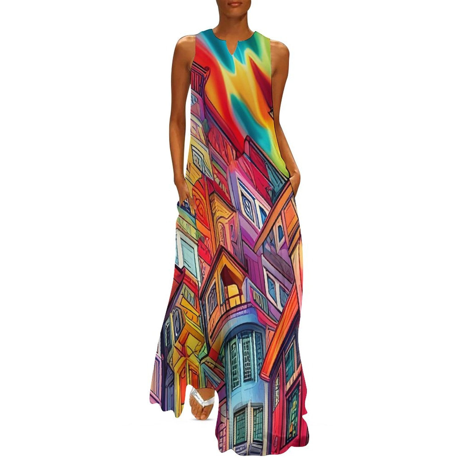 Graffiti Design Dress Summer Letter Print Aesthetic Bohemia Long ...