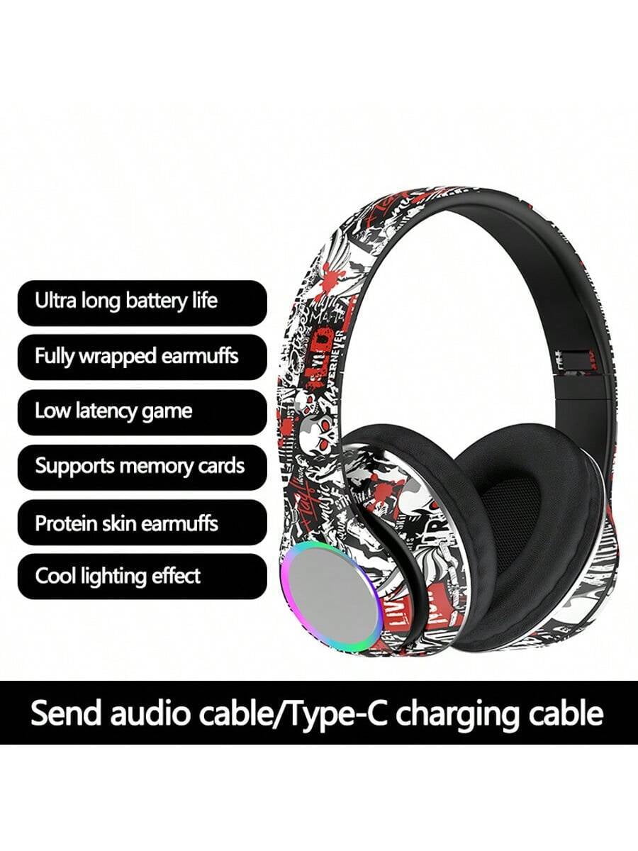 Graffiti Design Wireless Headphones, Bluetooth 5.3, Ultra Long Battery ...
