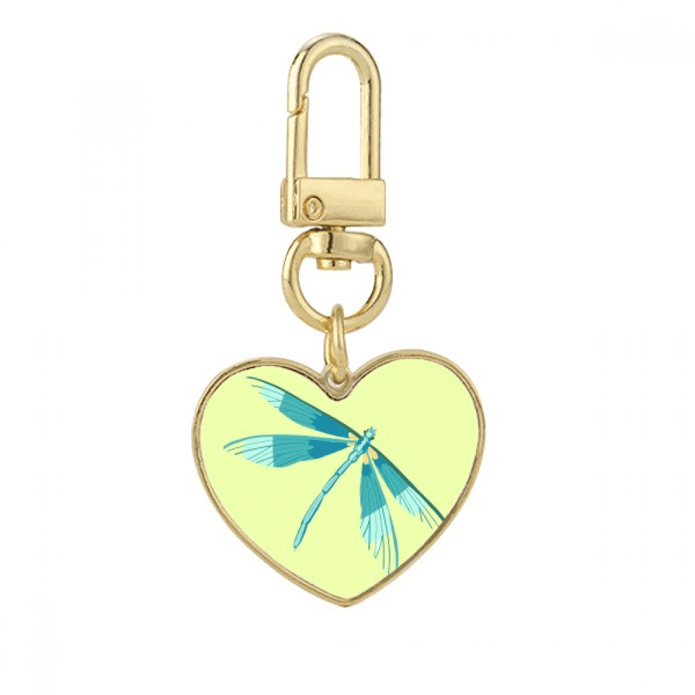 Graffiti Dragonfly Specimens Gold Heart Keychain Metal Keyring Holder ...