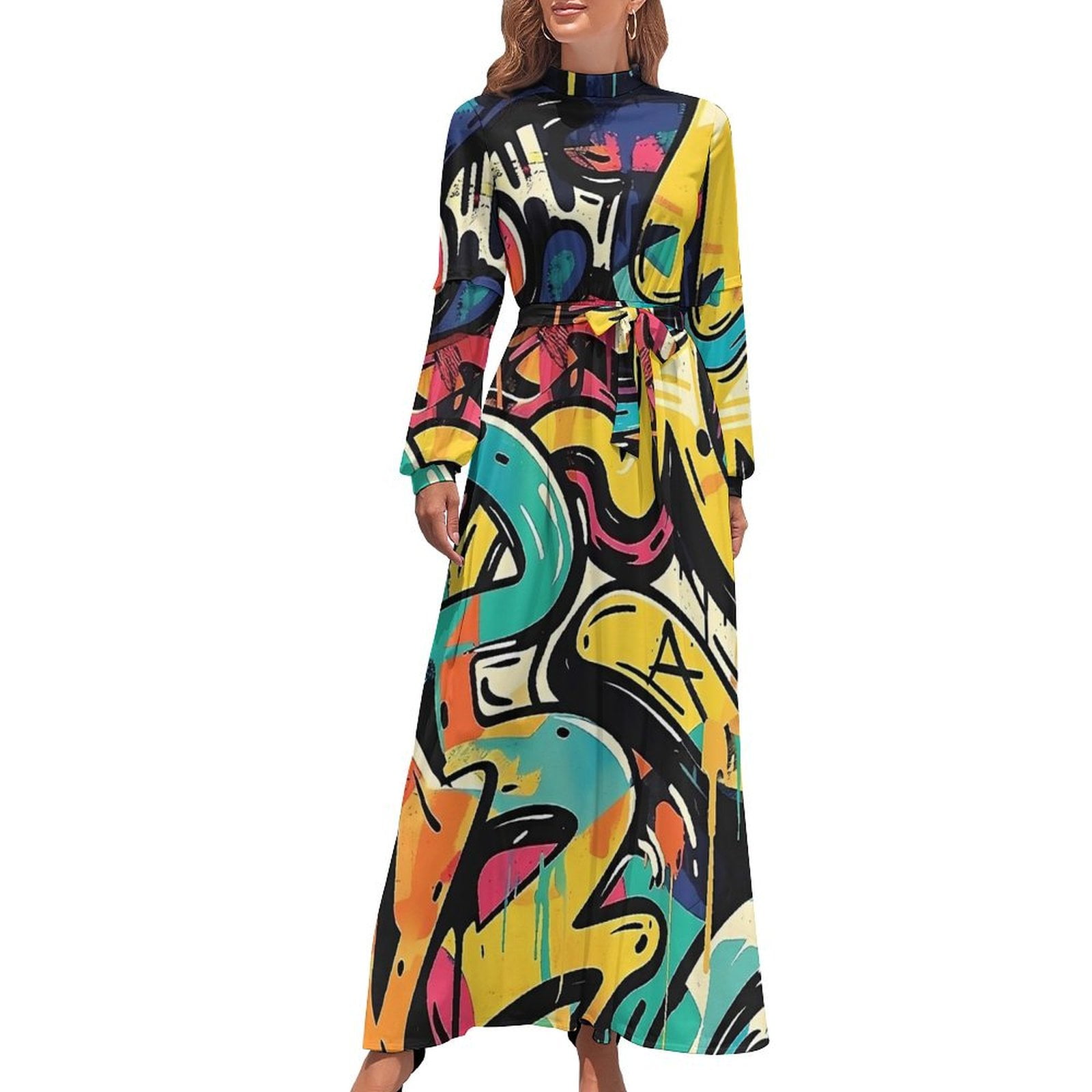 Graffiti Dress Sick Letter Print Aesthetic Beach Dresses Female Long ...