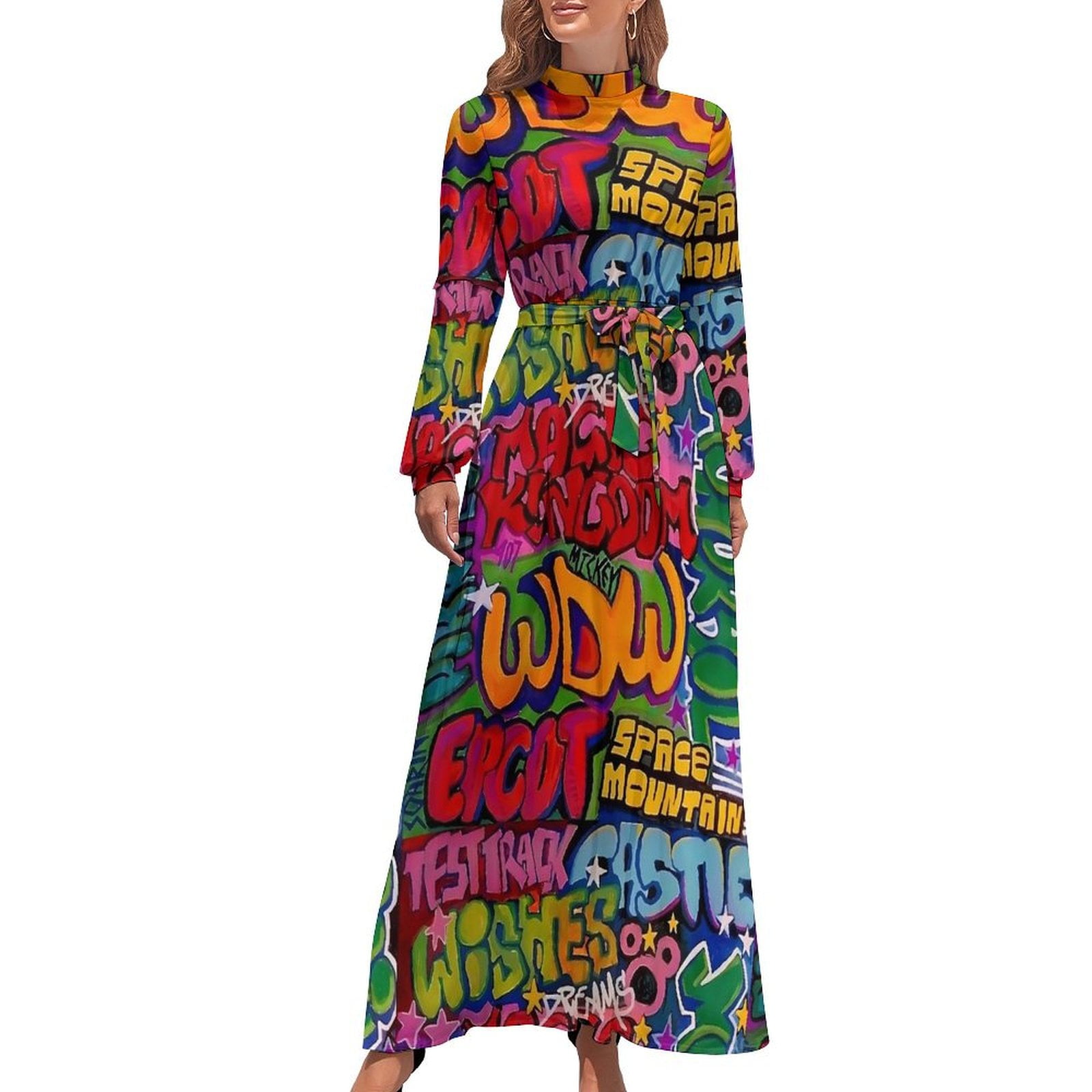 Graffiti Dress Sick Letter Print Aesthetic Beach Dresses Female Long ...