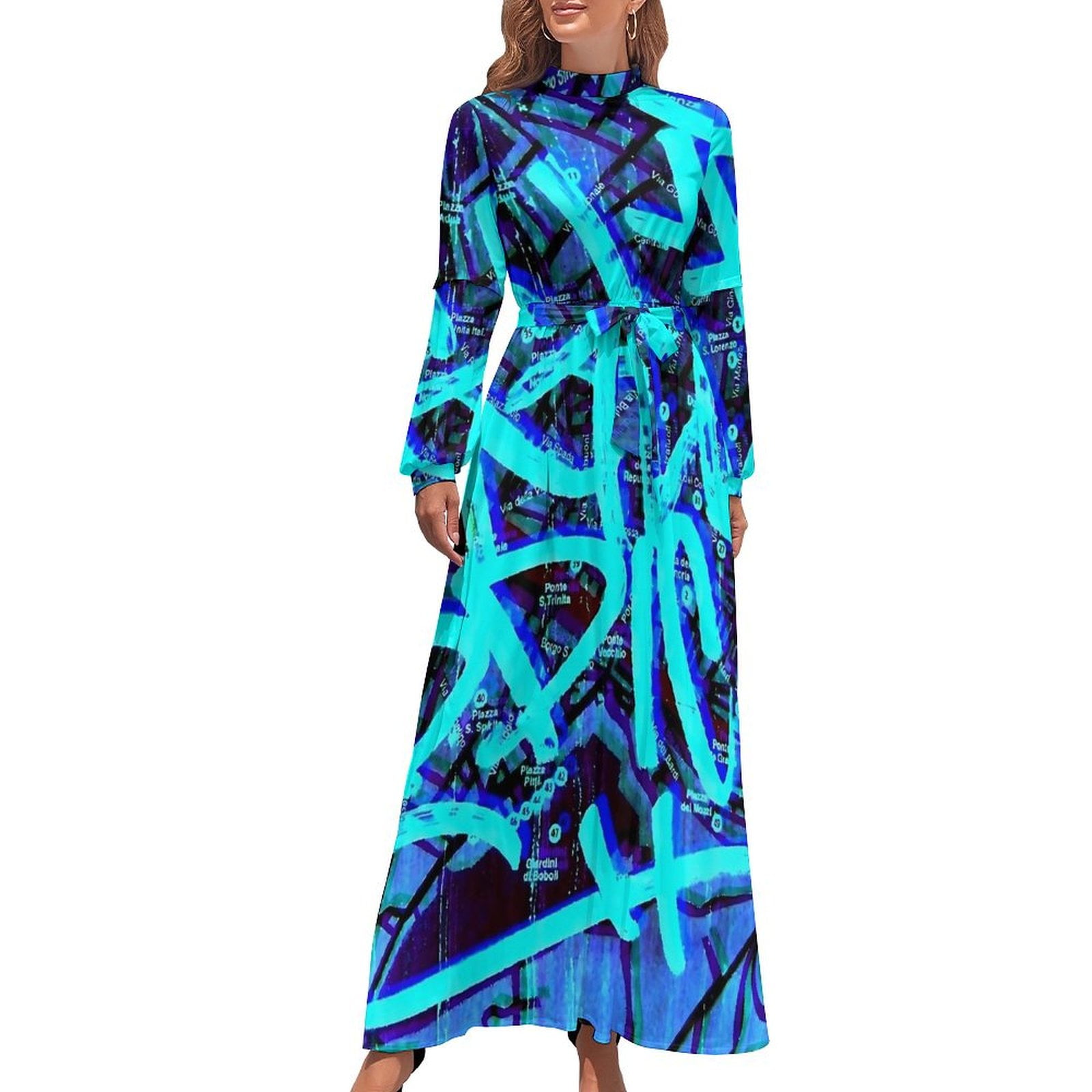 Graffiti Dress Sick Letter Print Aesthetic Beach Dresses Female Long ...