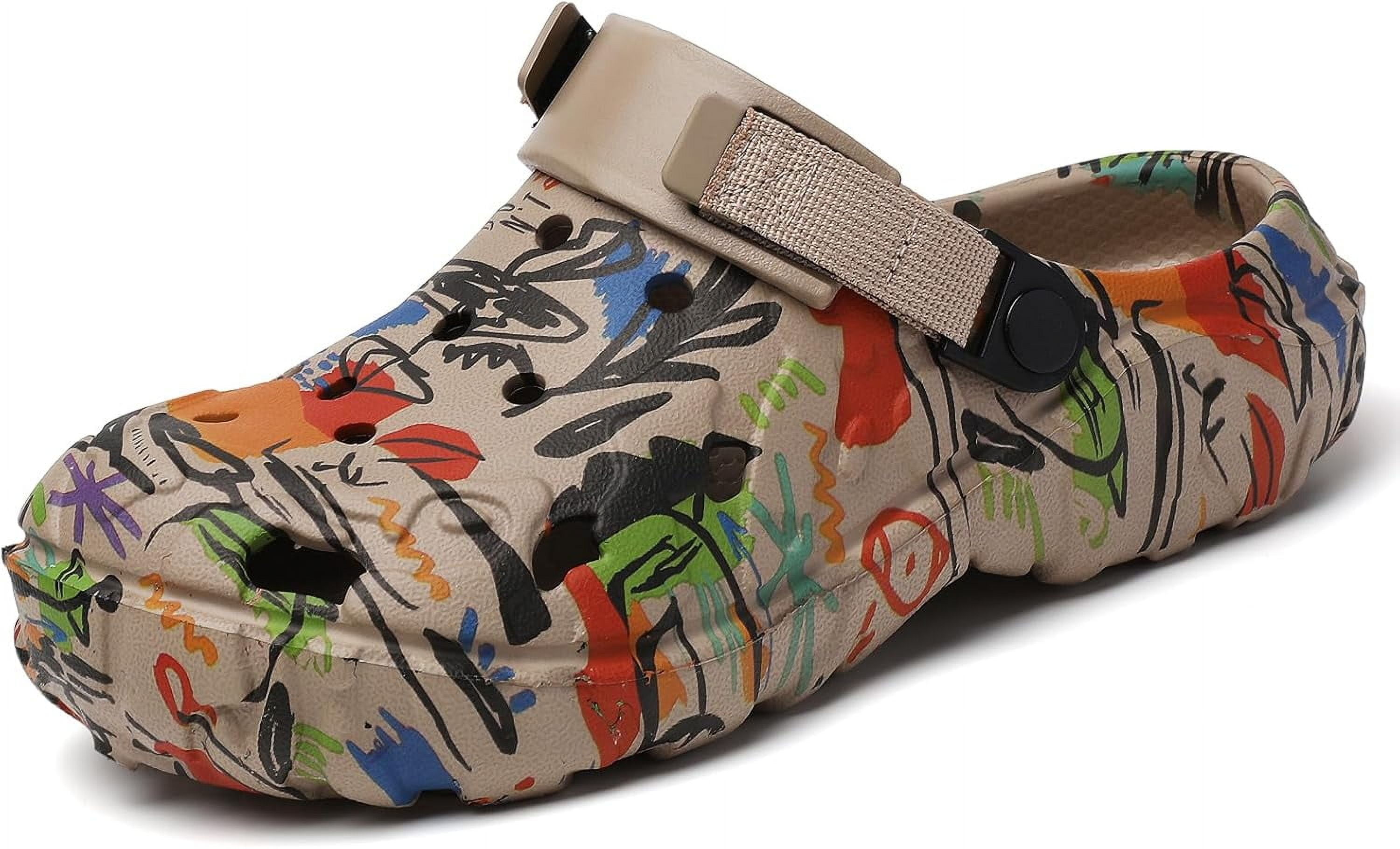 Graffiti EVA Clogs for Men – Trendy Lightweight Garden Slippers with ...