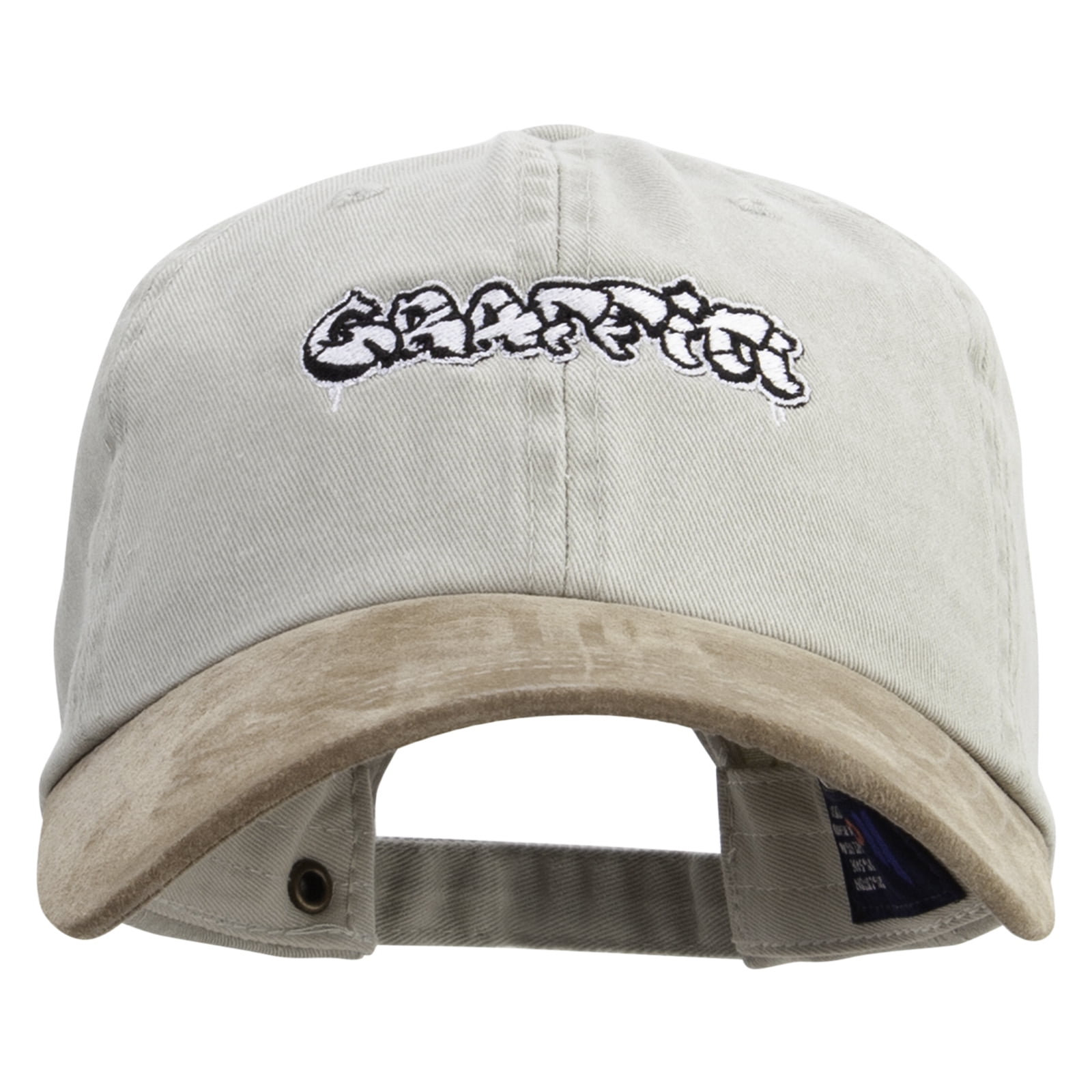 Graffiti Embroidered Suede Bill Washed Pigment Dyed Cap - Beige Tan ...