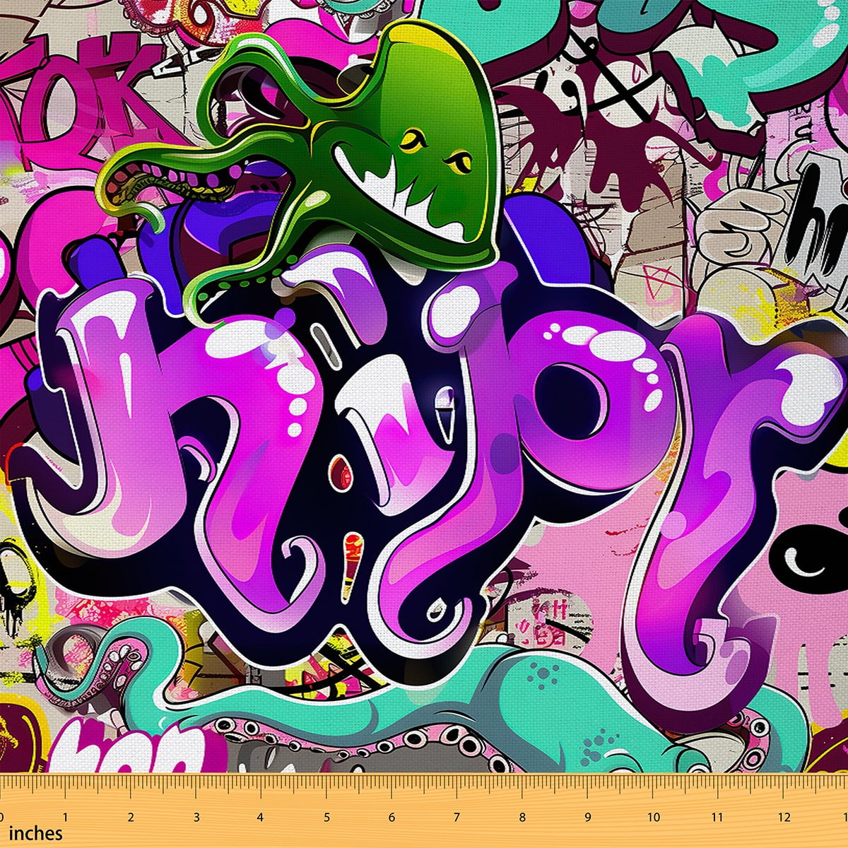 Graffiti Fabric by the Yard,Octopus Upholstery Fabric for Chairs Sofa ...