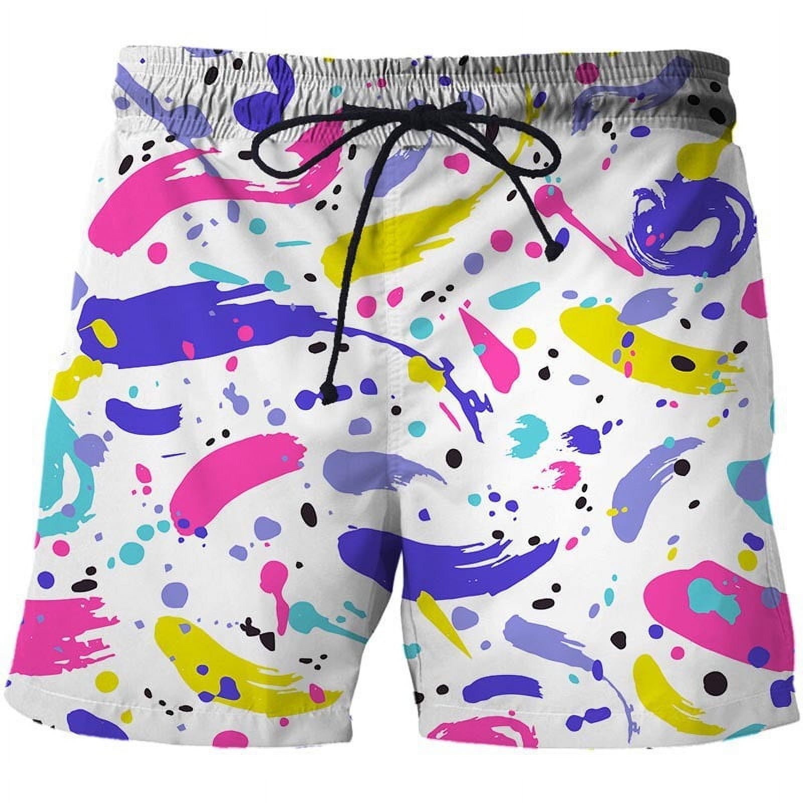 Graffiti Feather Shorts Men Summer Beach Shorts 3D Printed Elastic ...