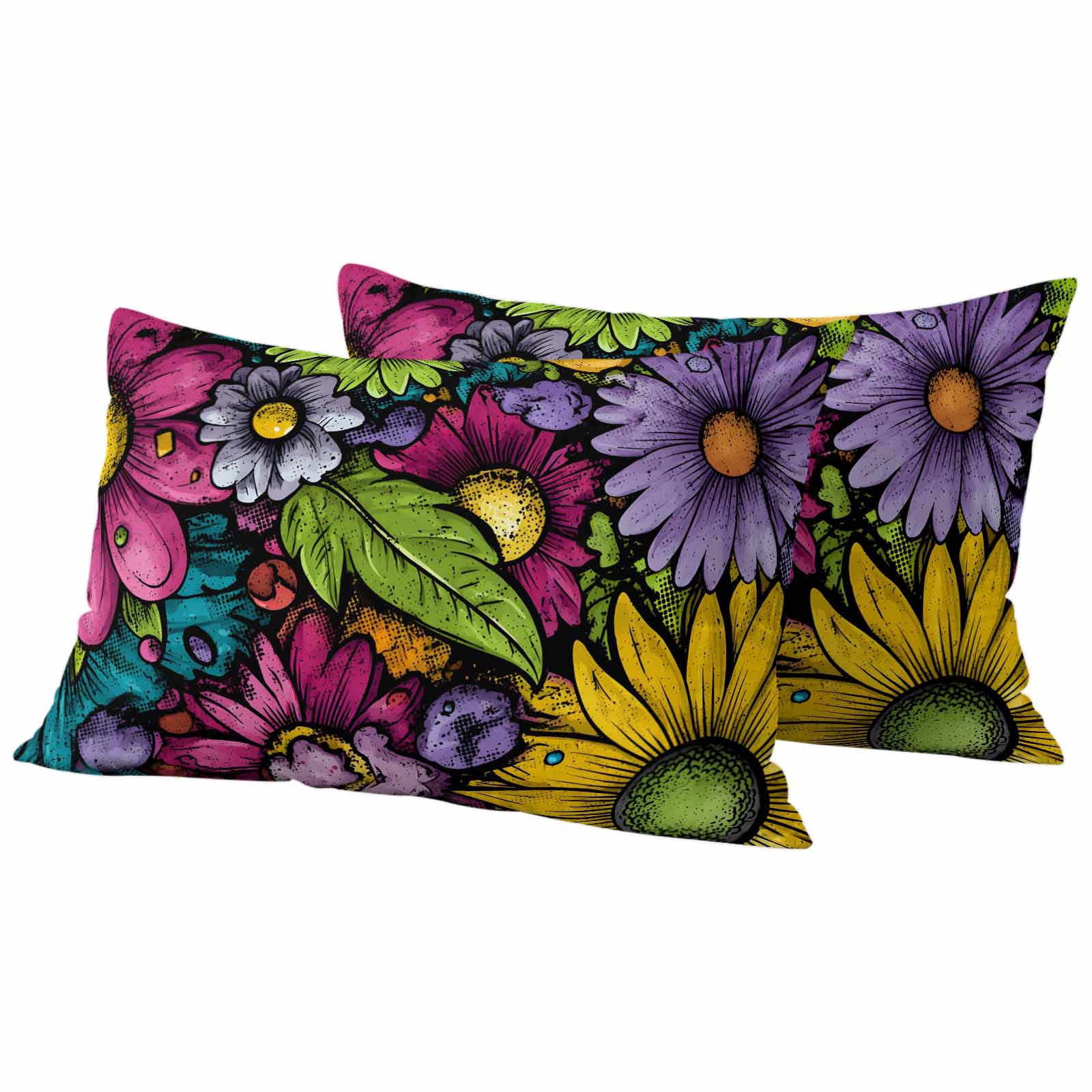Graffiti Flower Outdoor Pillow Covers Set of 2 Vintage Yellow Pink ...