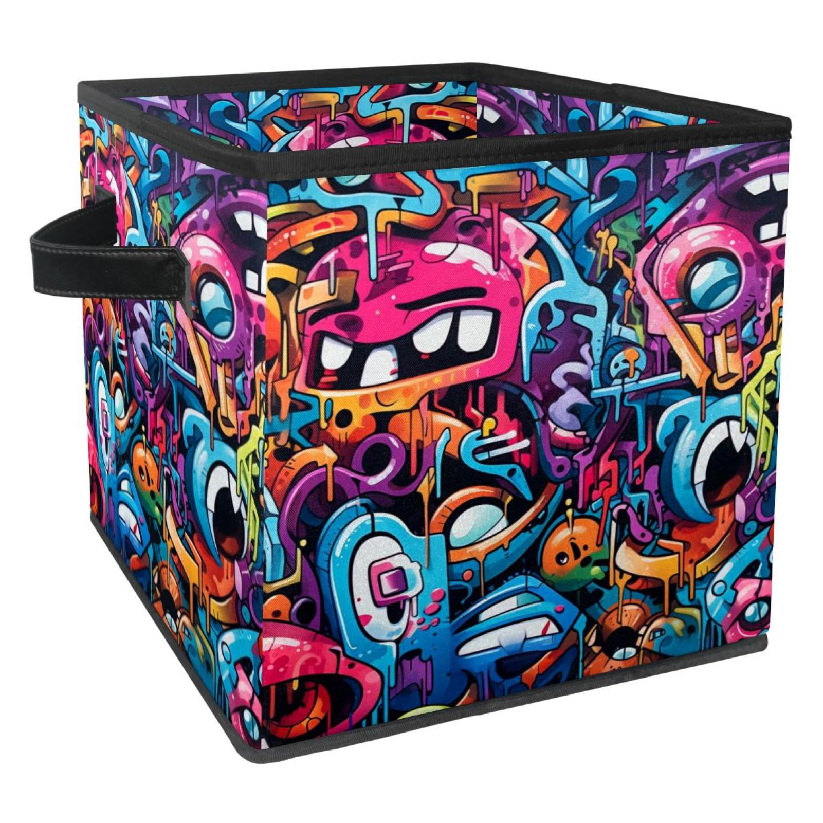 Graffiti Foldable Storage Box with Handle, 10.8"x10.5"x10.6", Large ...