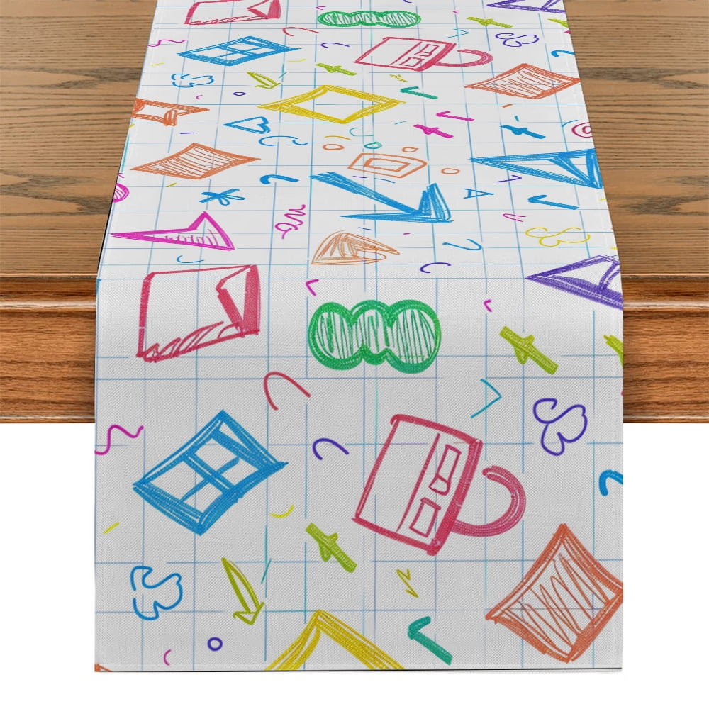 Graffiti Grid Dotted Hand Painted Table Runner Kitchen Table r ...