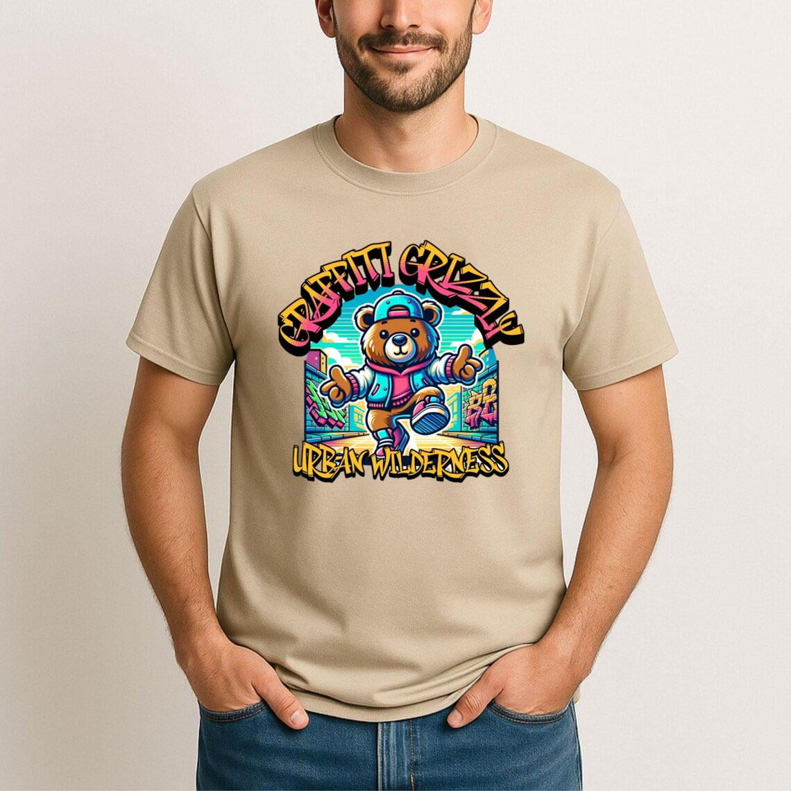 Graffiti Grizzly T-shirt with Fierce Bear Graphic and Street Style Edge ...