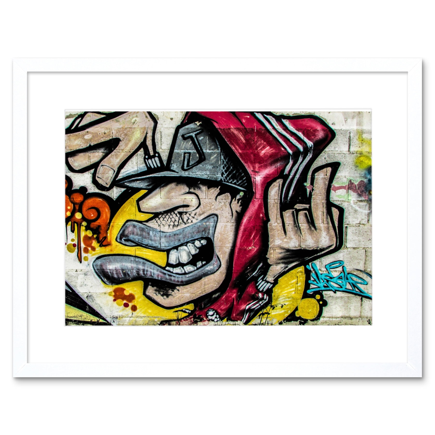 Graffiti Guy Dude Street Art Framed Wall Art Print - Walmart.com