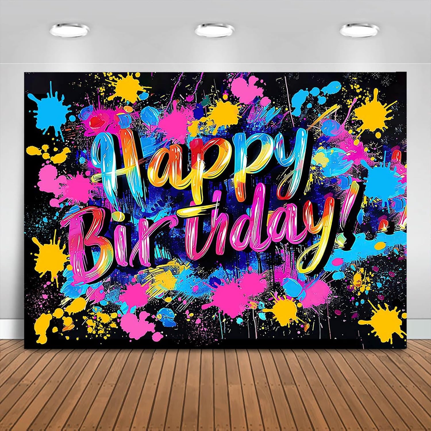 Graffiti Happy Birthday Backdrop Colorful Painting Birthday Party ...