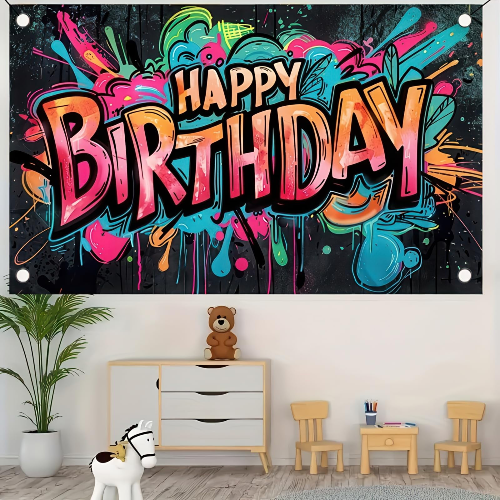 Graffiti Happy Birthday Banner SSF20 Birthday Party Splatter Graffiti ...