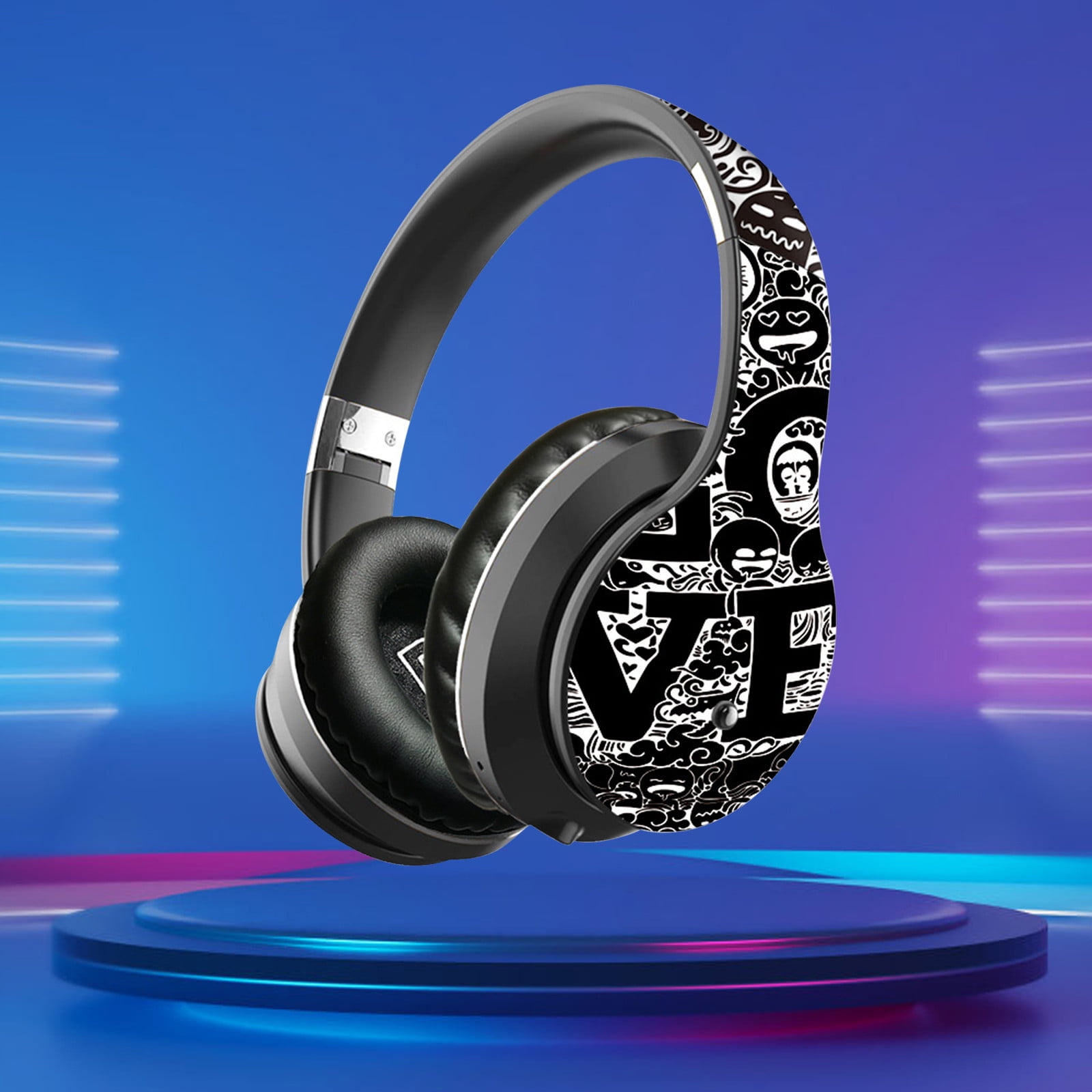 Graffiti Headworn Bluetooth Earphones 5.0 Foldable and Retractable ...