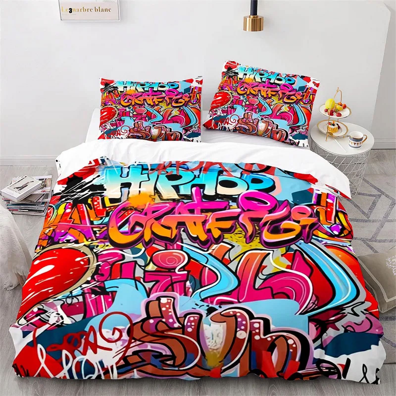 Graffiti Hip Hop Modern Street Art Bedding Set Boys Twin Size Duvet ...