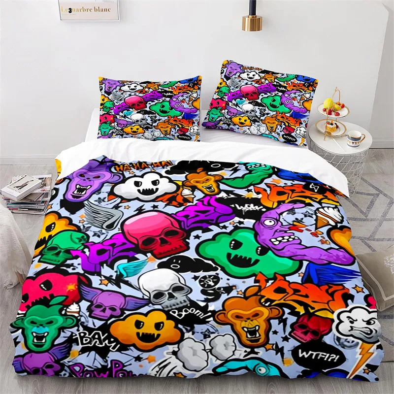 Graffiti Hip Hop Modern Street Art Bedding Set Boys Twin Size Duvet ...