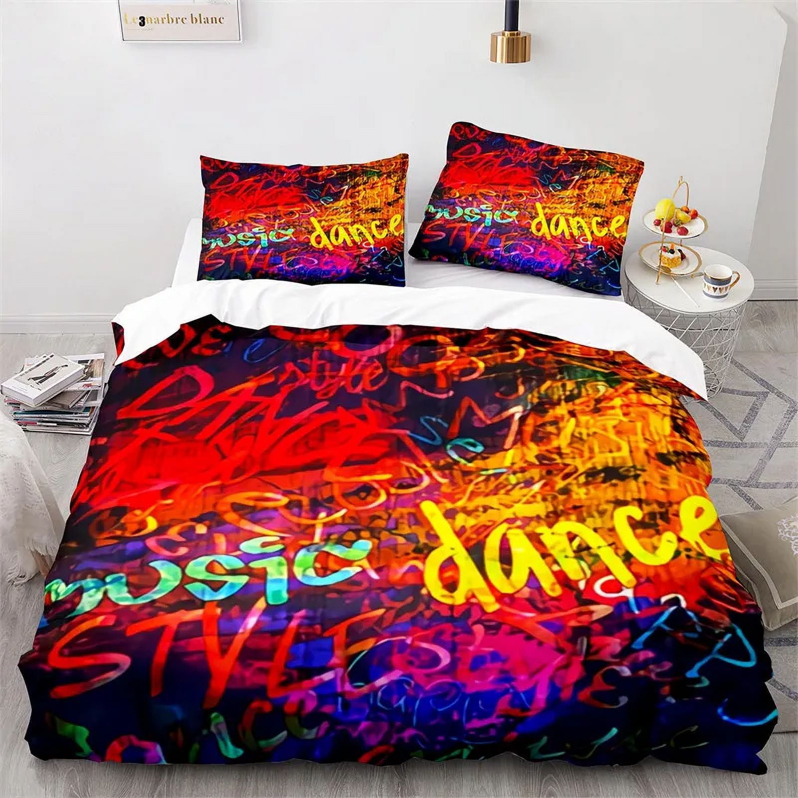 Graffiti Hip Hop Modern Street Art Bedding Set Boys Twin Size Duvet ...