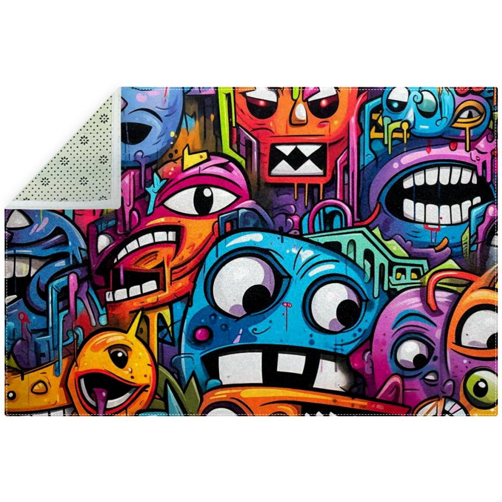 Graffiti Kitchen Mat | Comfortable Polyester Floor Mat for Standing ...