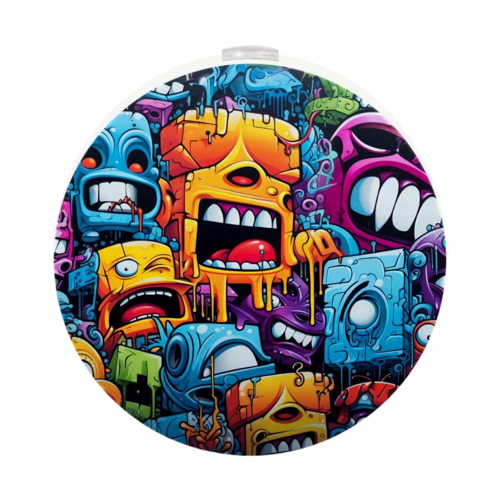 Graffiti LED Round Night Light - 2 Pack, Plug-in Motion Sensor Wall ...