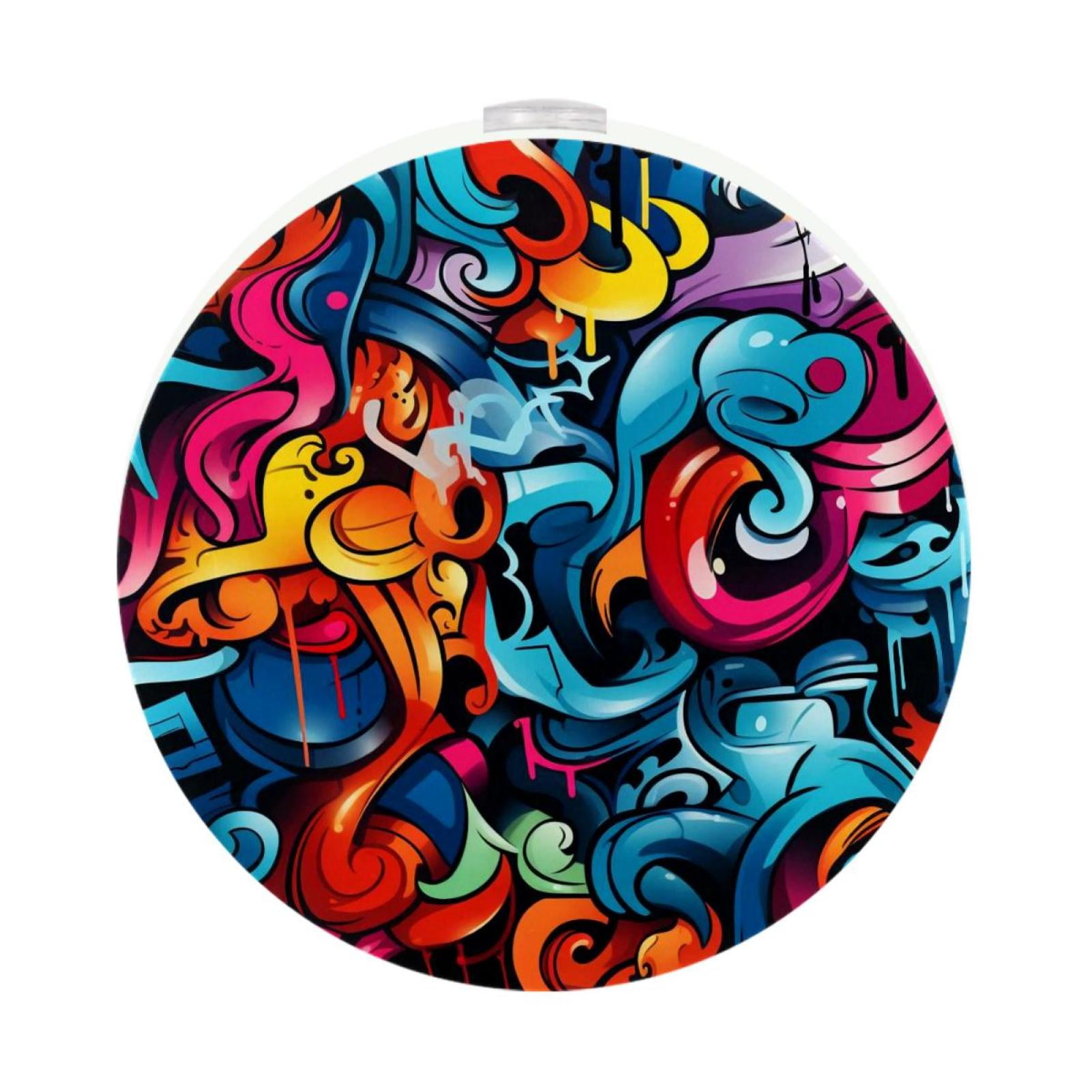 Graffiti LED Round Night Light-2PCS, Energy-Efficient Plug-in Ambient ...