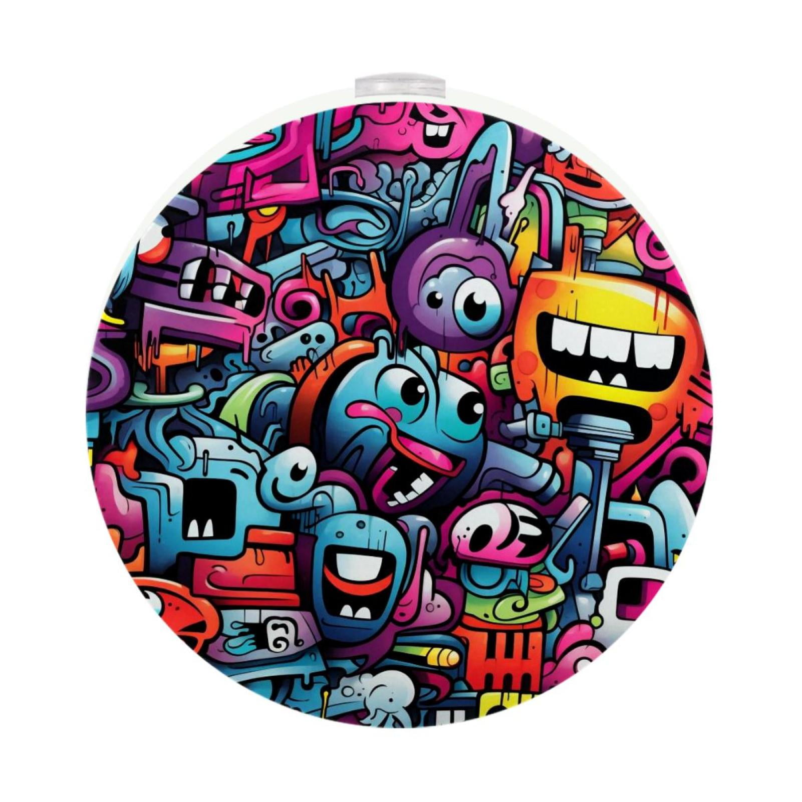 Graffiti LED Round Night Light-2PCS | Energy-Efficient Plug-in ...